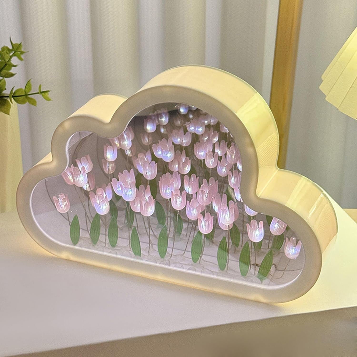Forever Infinite Cloud Mirror Tulips, Fully Assembled Tulip Mirror Lamp ...