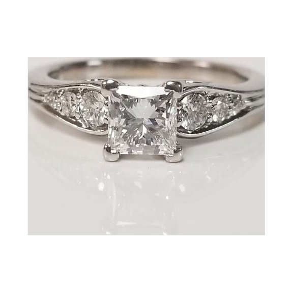 2.2Ct Princess Cut Moissanite Women's Engagement Ring Solid 14K White ...