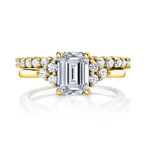 Forever Jewels 2.75Ct Emerald Moissanite Womens Wedding Bridal Ring Set ...