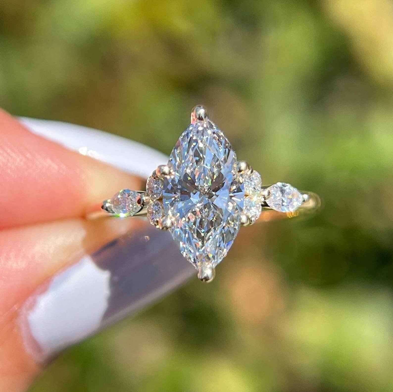 Forever Jewels 2Ct Marquise Cut Moissanite Womens Engagement Ring 14K ...