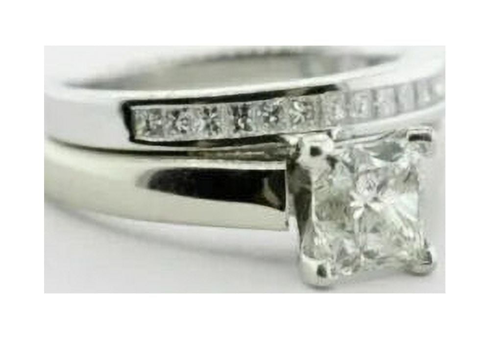 Forever Jewels 2Ct Princess Cut Moissanite 14k White Gold Plated ...