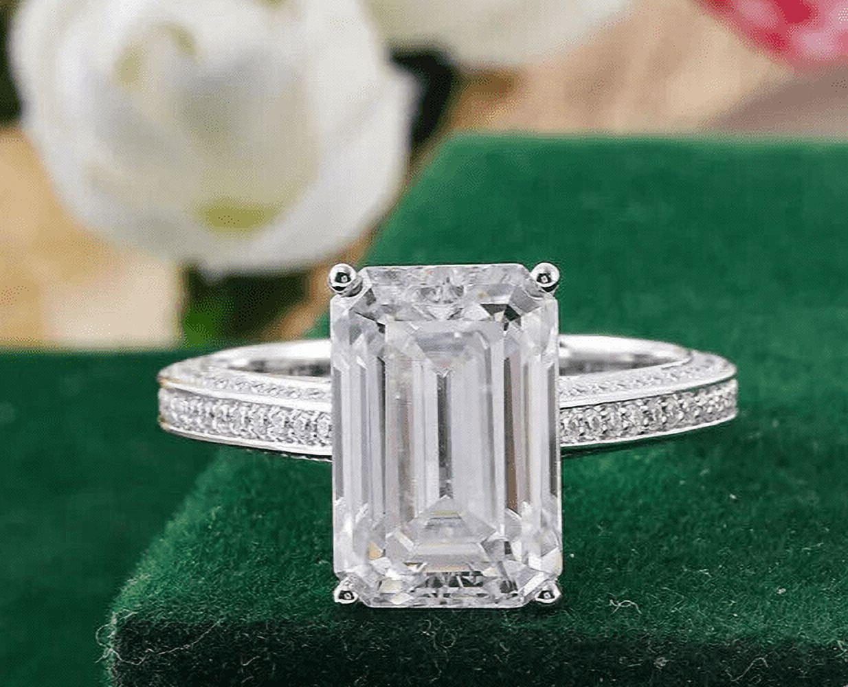 Forever Jewels 3Ct Emerald Cut Moissanite Solitaire Engagement Ring ...