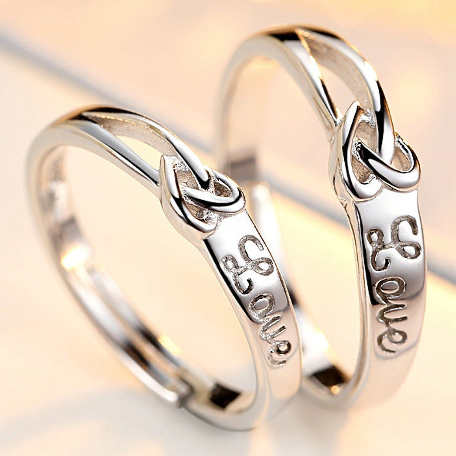 Couple Rings 925 Sterling Silver Matching Promise Bands Open Heart ...