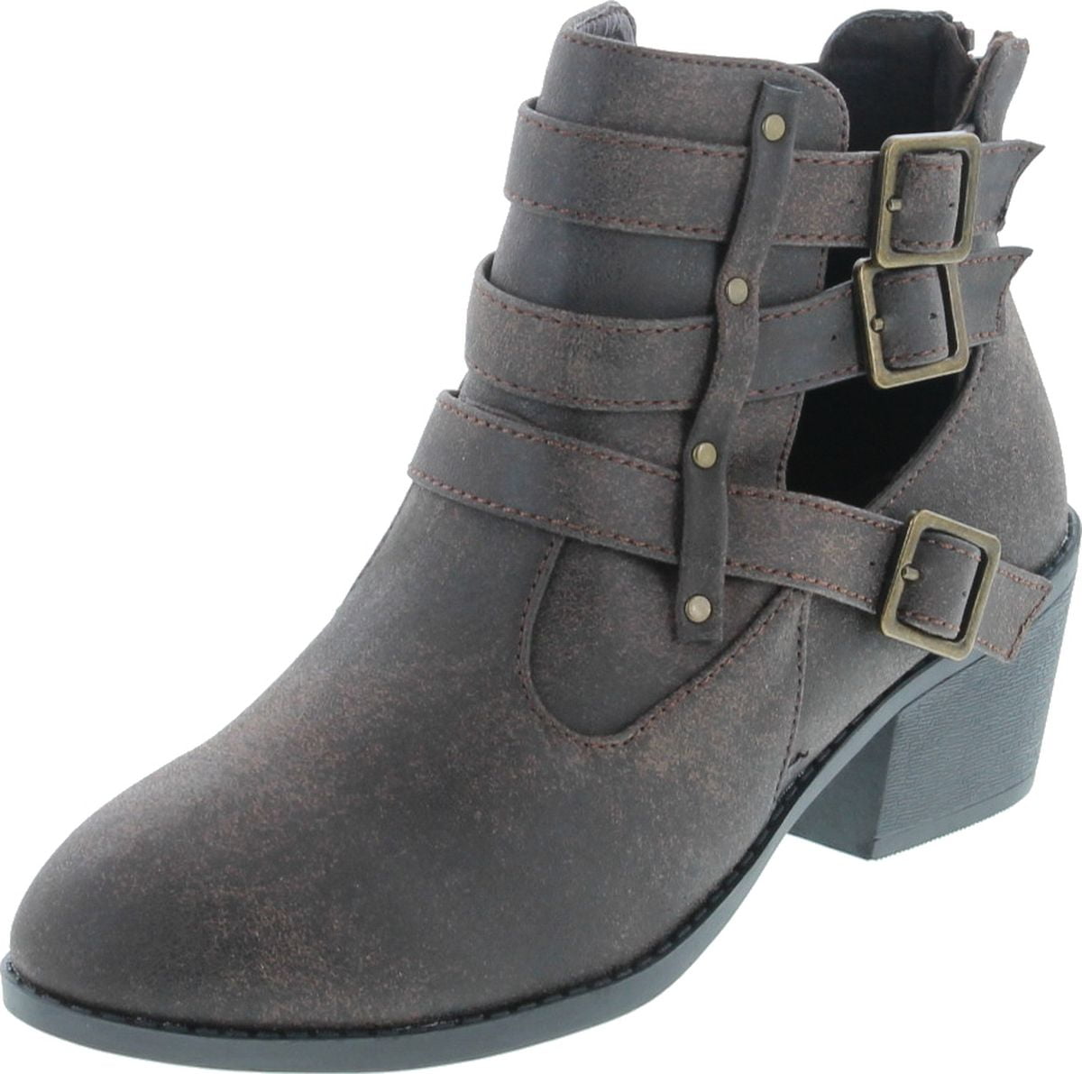 Forever Link Eury-1 Women's Fashion Round Toe Buckles Low Heel Ankle ...