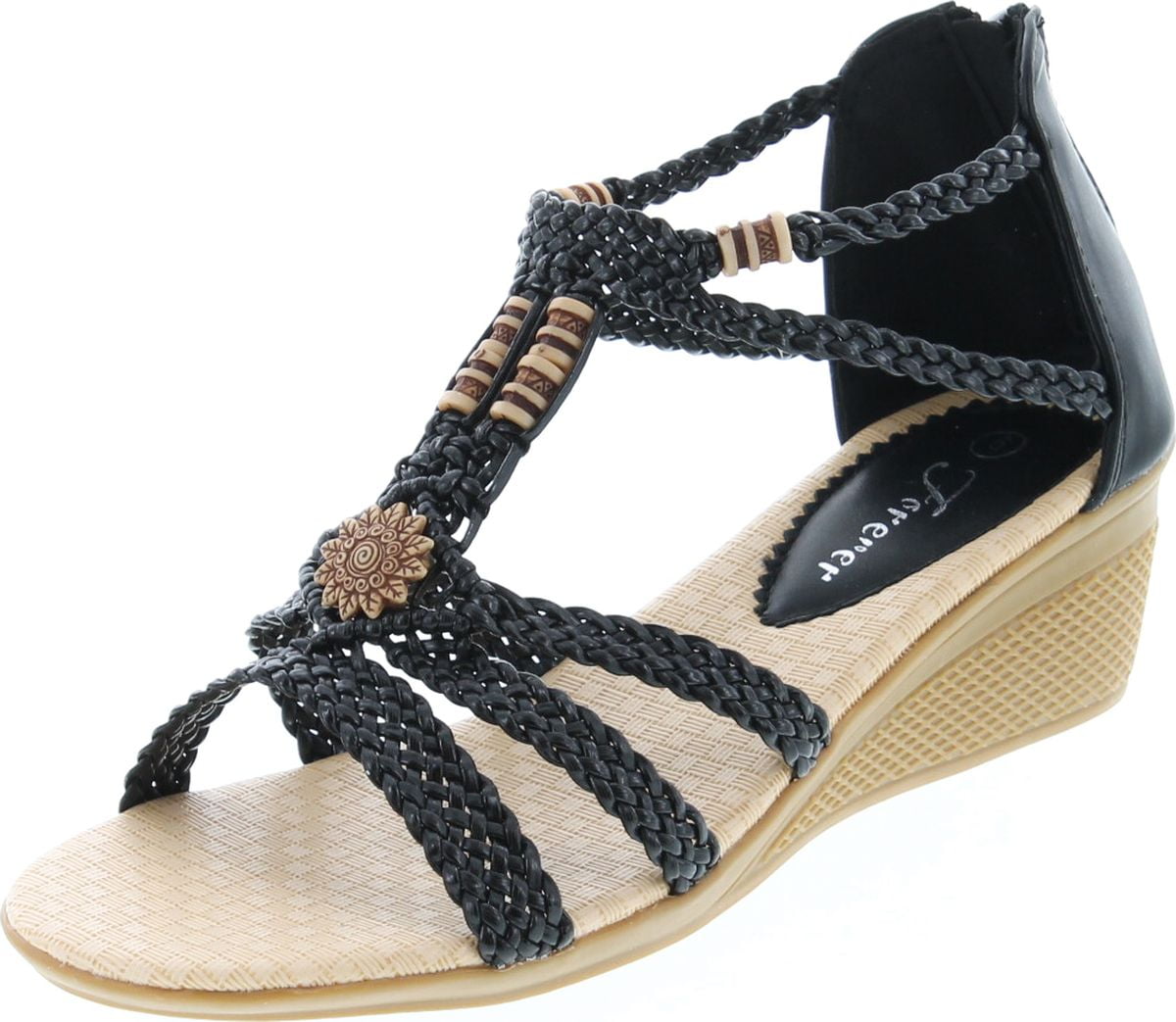 Forever Link Paramount-10 Women's Woven Beaded Floral Wedge - Walmart.com