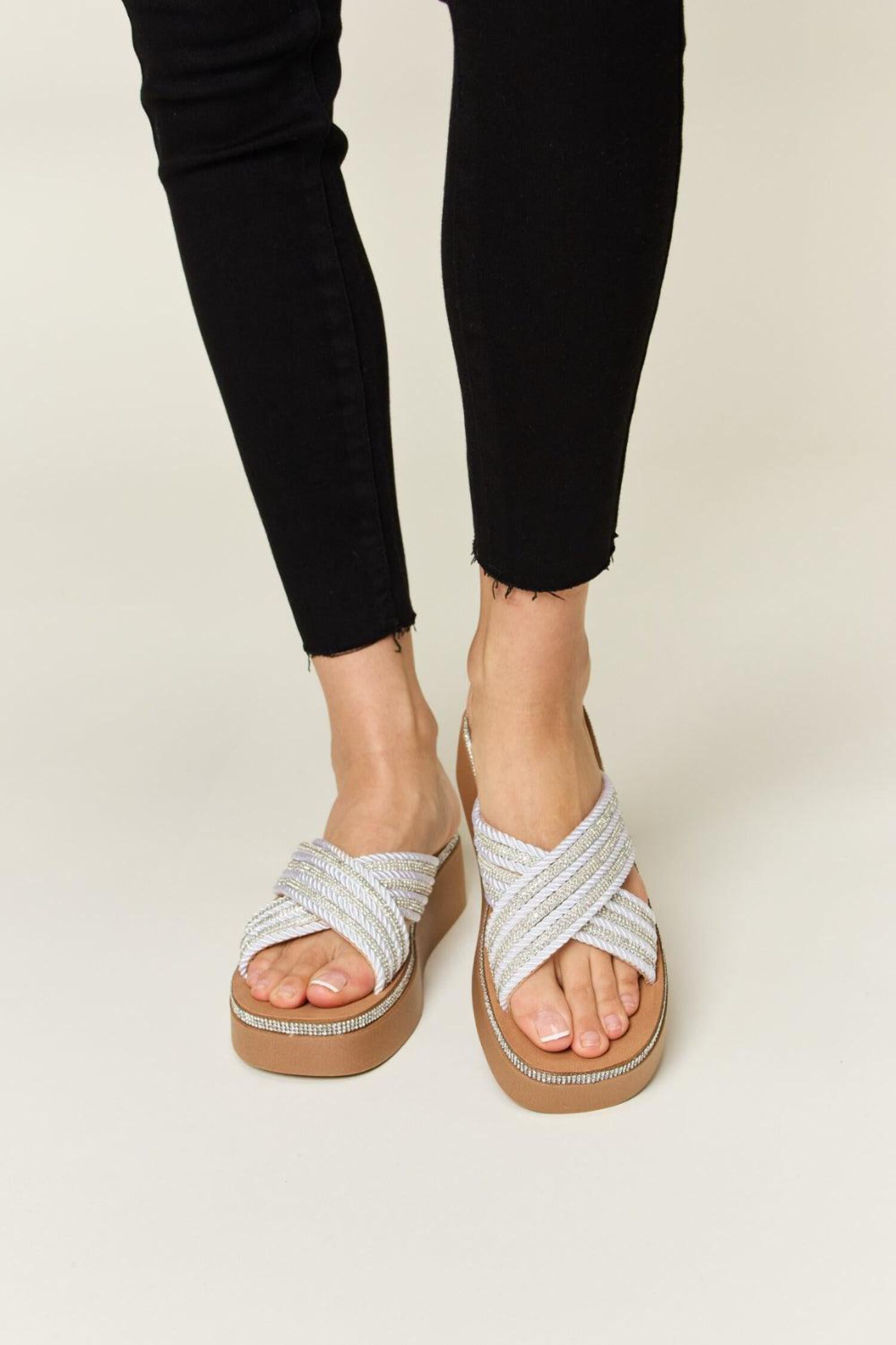 Forever Link Rhinestone Platform Wedge Sandals - Walmart.com