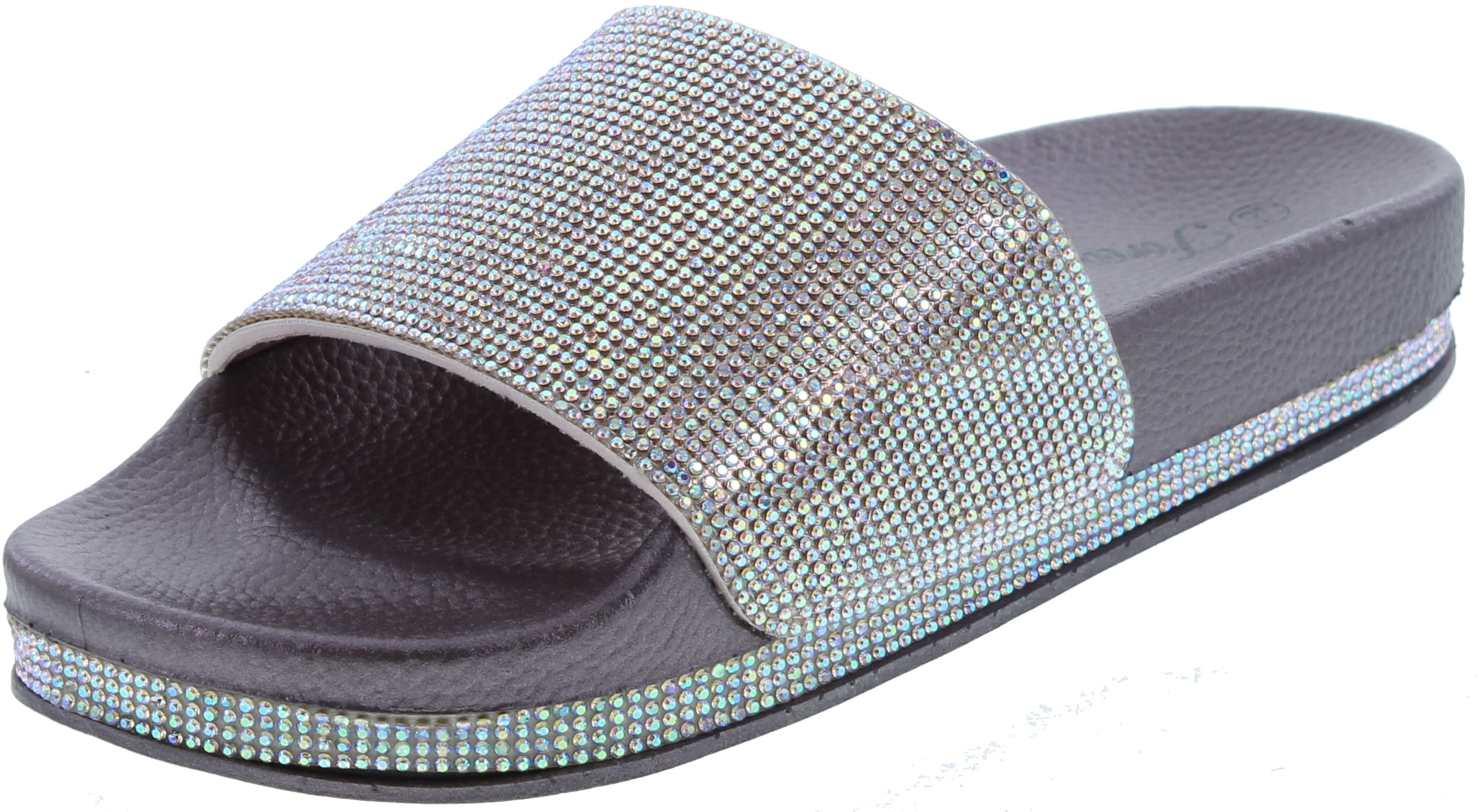 Forever Link Viste-07 Rhinestone Glitter Slide Slip On Flatform Footbed ...