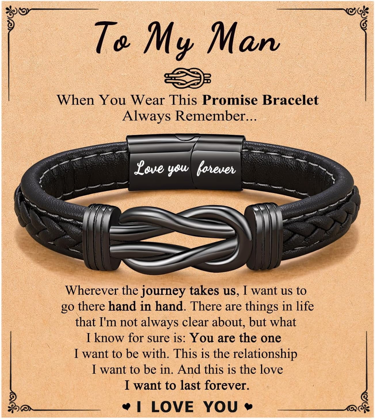 Forever Linked Together Leather Bracelet for Boys Men's Birthday ...