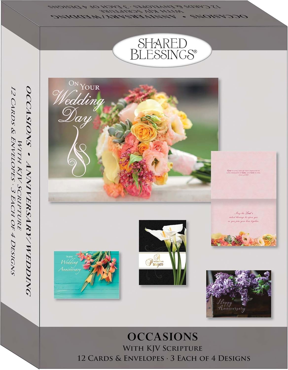 Forever Love 12 Wedding and Anniversary Card Assortment with KJV ...