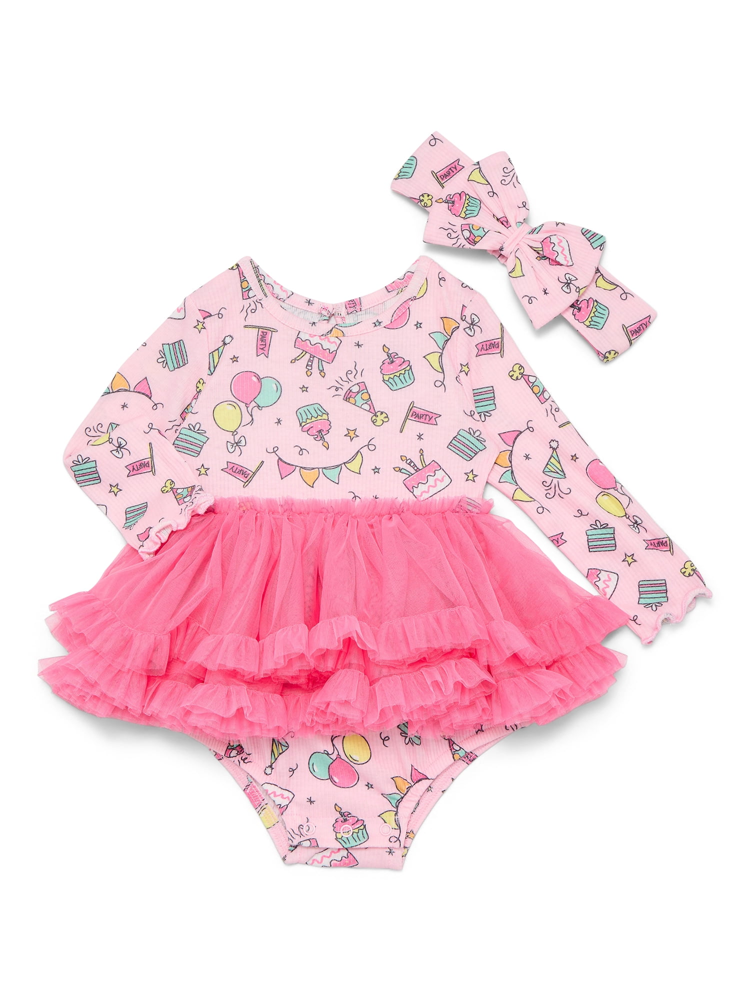 Forever Me Baby Girls' Birthday Print Bodysuit with Tutu Skirt and ...