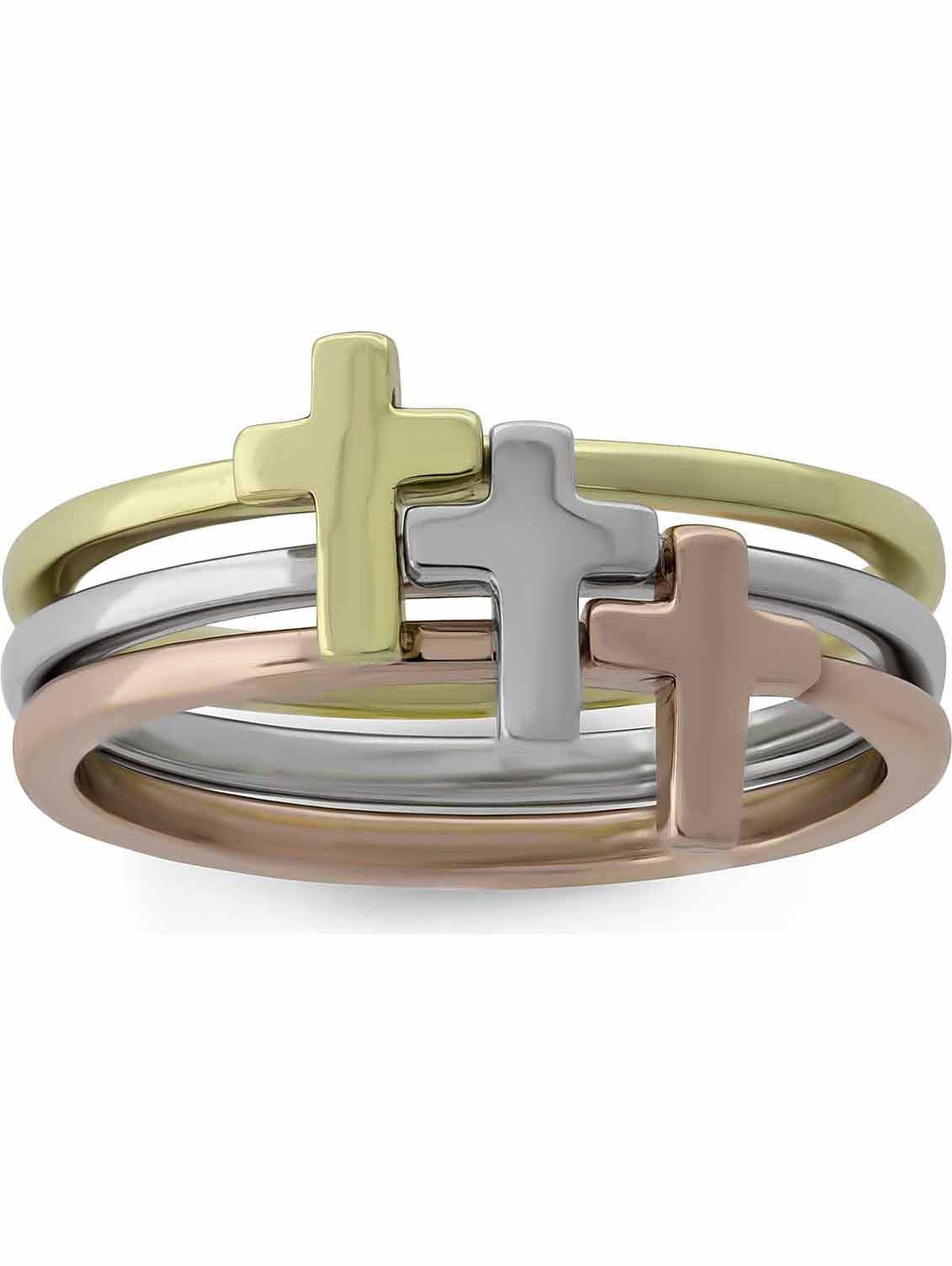 Forever New 18K Gold Plate Rose Plate Sterling Silver Sideway Cross ...