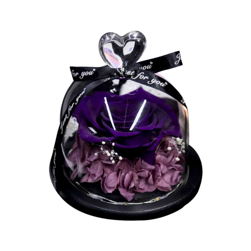 Forever Preserved Real Rose in Glass Dome Gift, Heart Design for Valentines Day Christmas ...