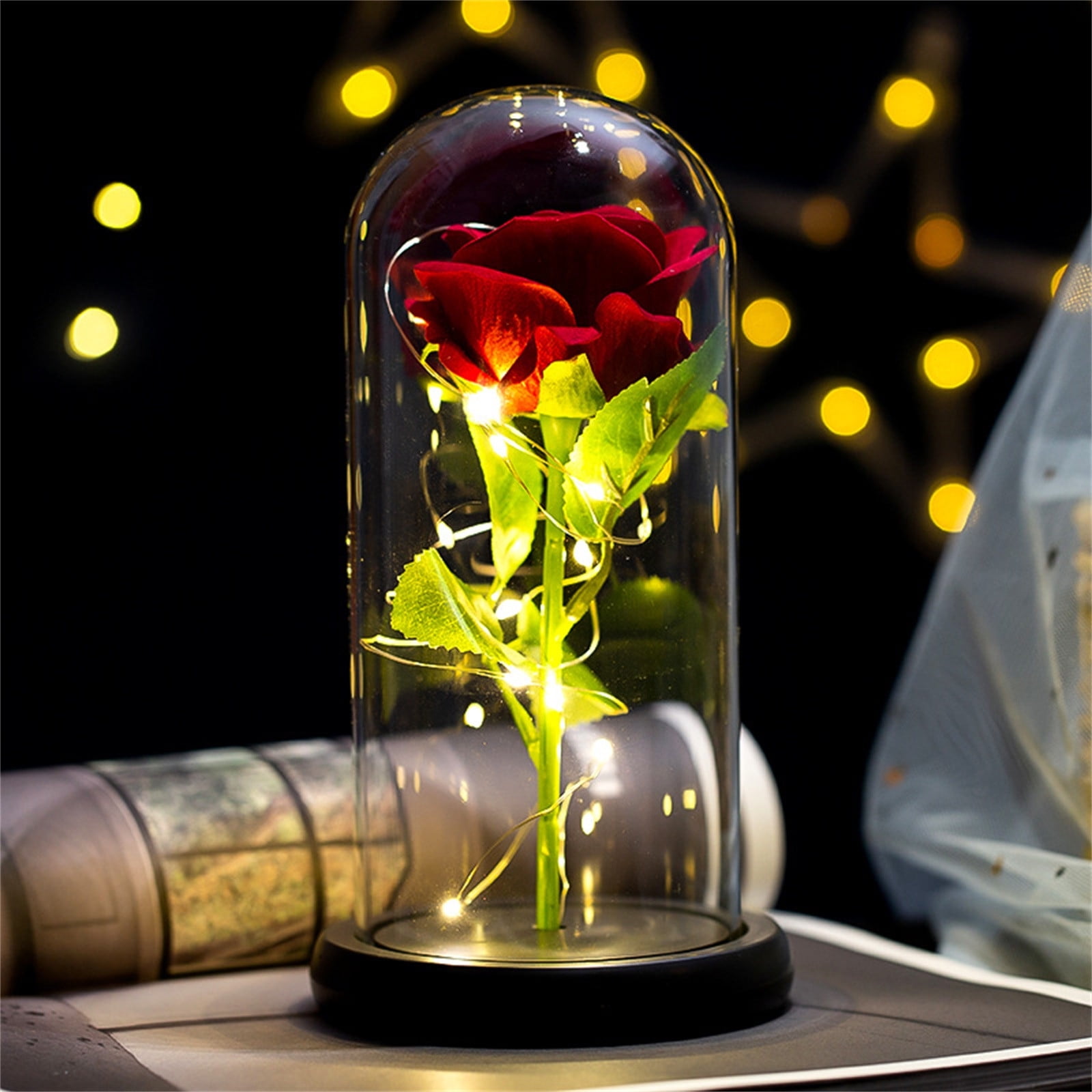 Forever Rose,Eternal Flower Light Up Rose in Glass Dome,Valentine'S Day ...