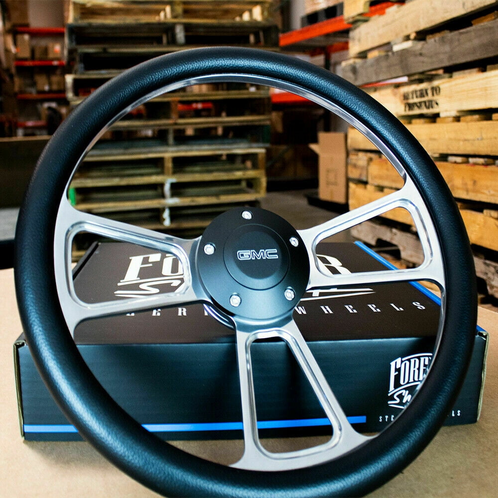 Forever Sharp 14" Billet Muscle Steering Wheel Black Vinyl Wrap with ...