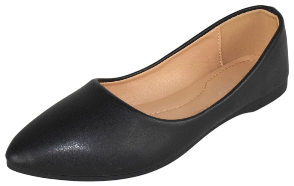 Forever Shoes Women Ballet Basic Flats Pointed Toe Comfort Insoles ...
