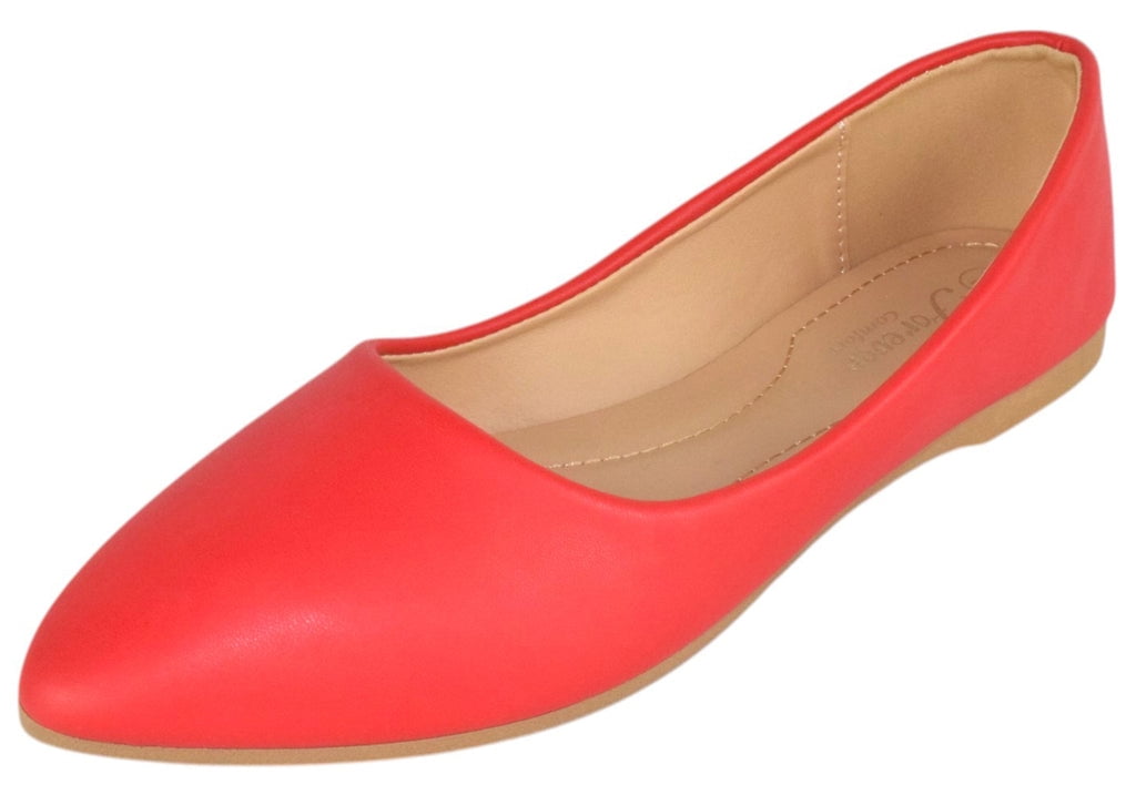 Forever Shoes Women Ballet Basic Flats Pointed Toe Comfort Insoles ...