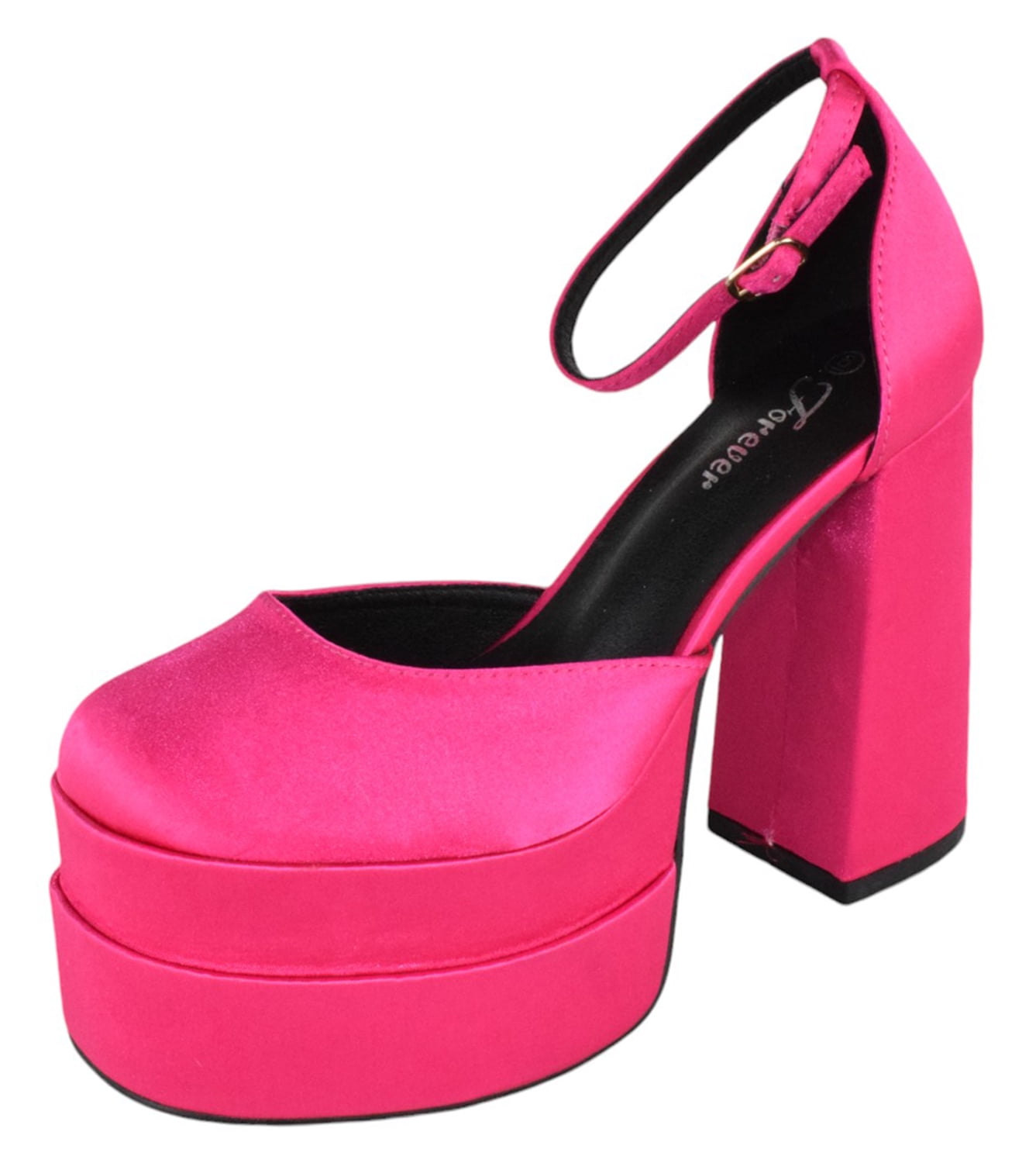 Forever Shoes Women Extra High Block Heels Platform Round Closed Toe ...