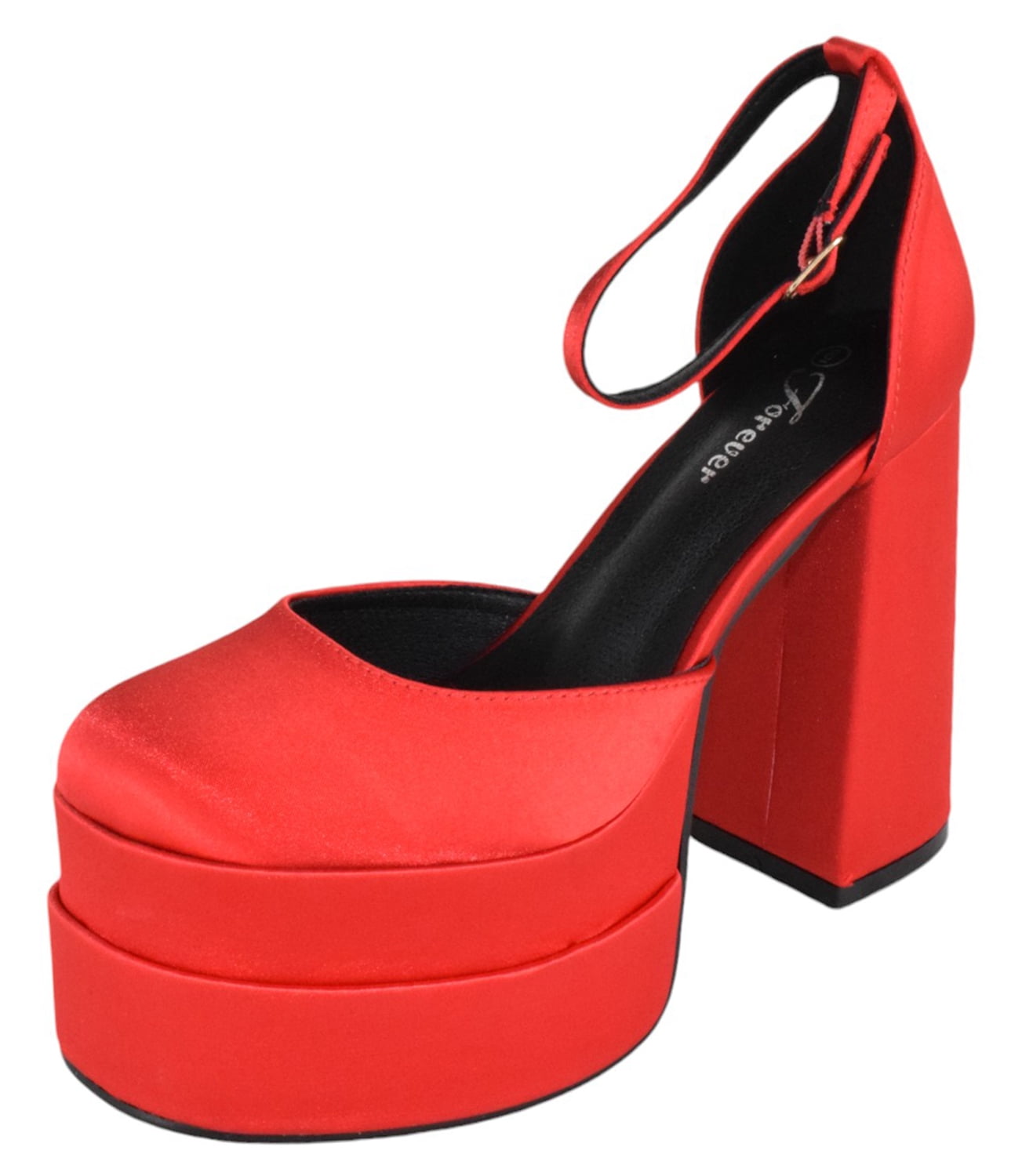 Forever Shoes Women Extra High Block Heels Platform Round Closed Toe ...