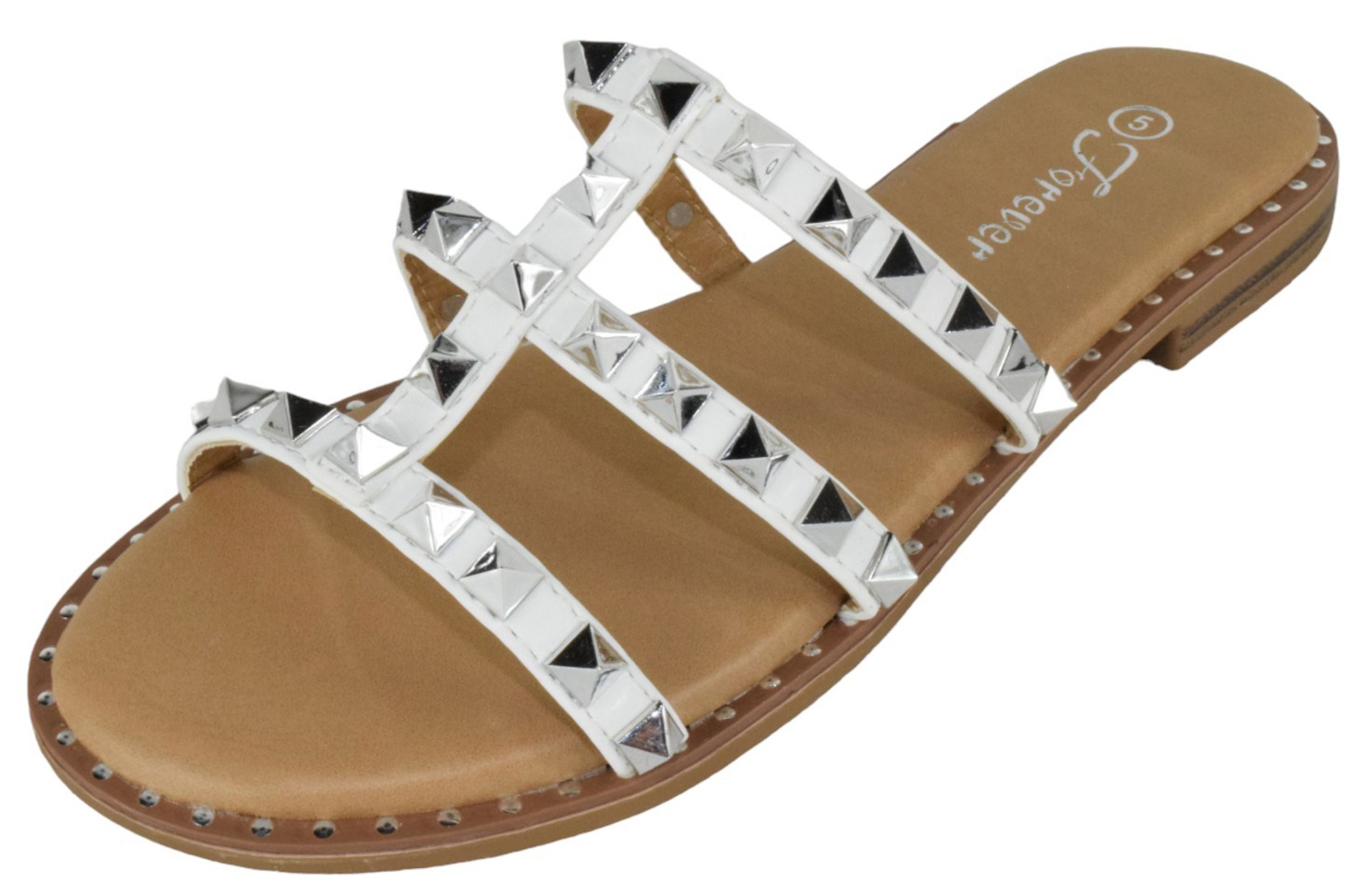 Forever Shoes Women Gladiator Sandals Studded Slip On Flat Flip Flops ...