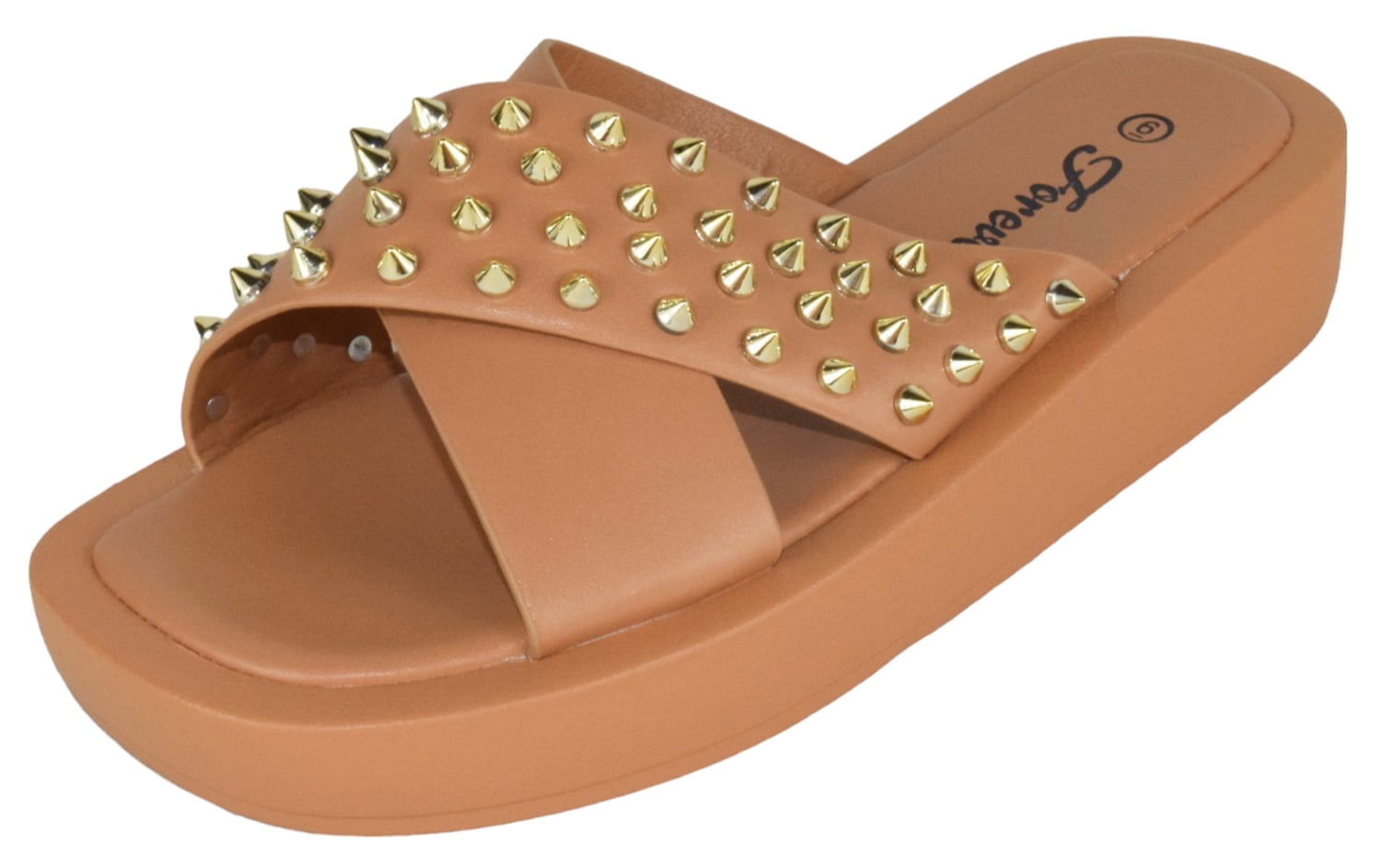 Forever Shoes Women Sandals Crisscross Studded Strap Spikes Band ...