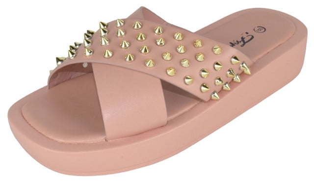 Forever Shoes Women Sandals Crisscross Studded Strap Spikes Band ...