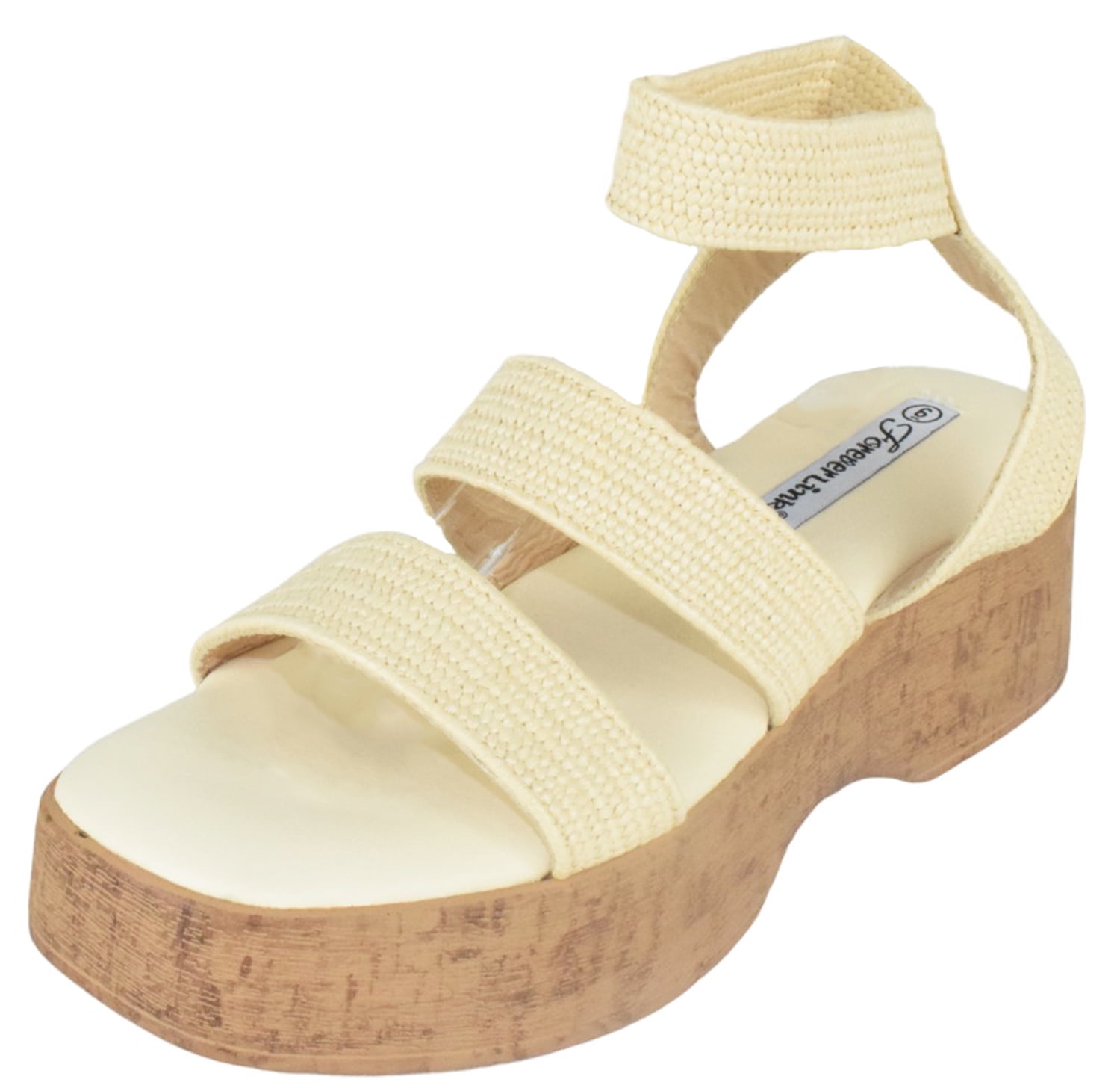 Forever Shoes Women Sandals Double Straps Light Weight Flatform ...