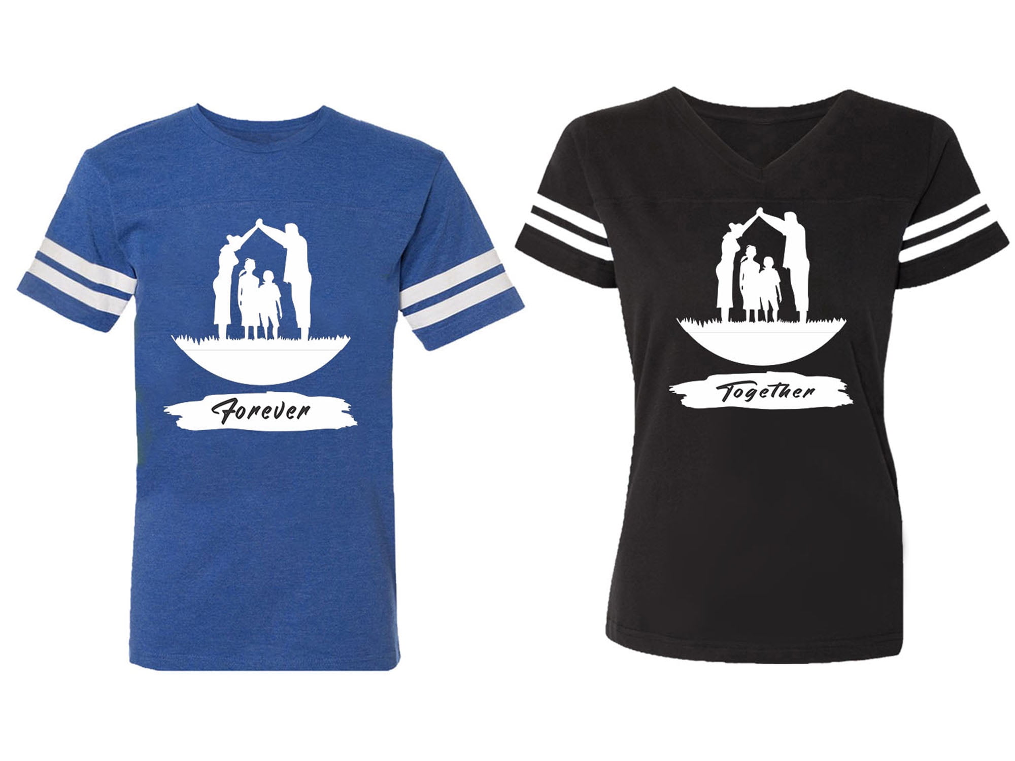 Forever Together Matching Couple Cotton Jerseys (Men Royal / Women ...