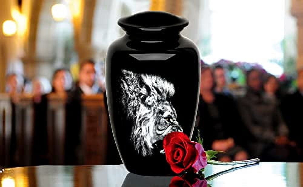 Forever URNS Adult Cremation Funeral Urn with Printed Lion Face Theme for Human Ashes of Female ...