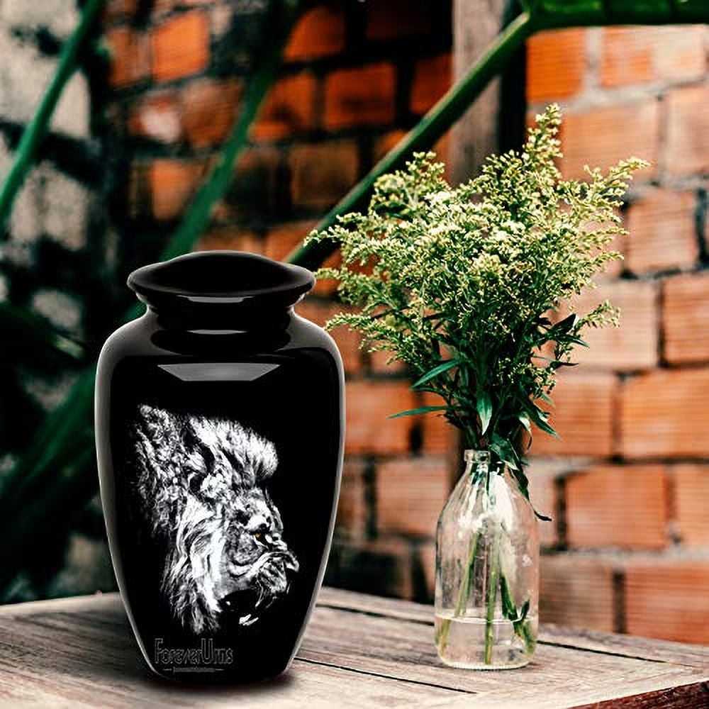 Forever URNS Adult Cremation Funeral Urn with Printed Lion Face Theme for Human Ashes of Female ...