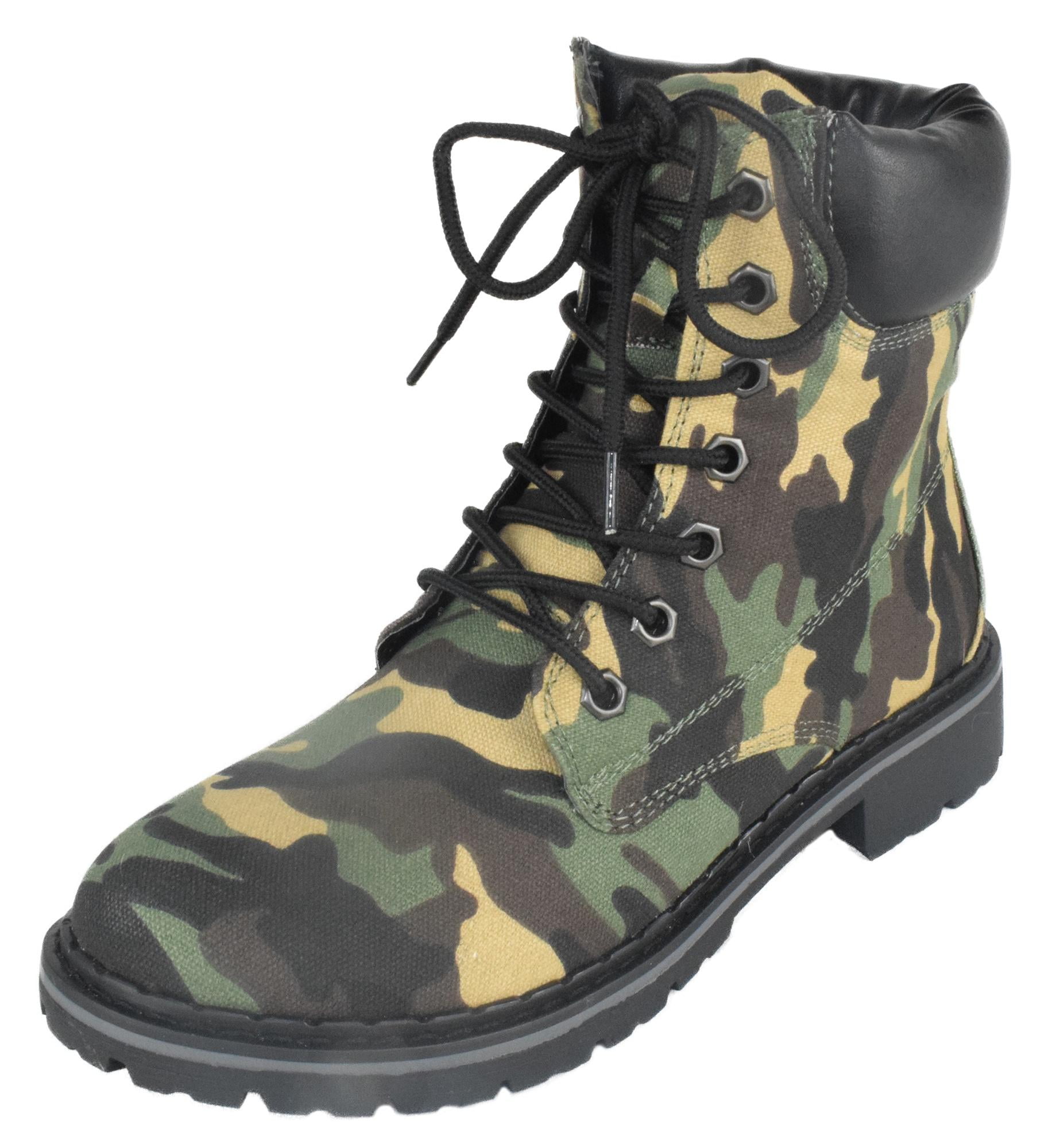 Forever Women Ankle Army Combat Boots Lace Up Work Style Booties ...
