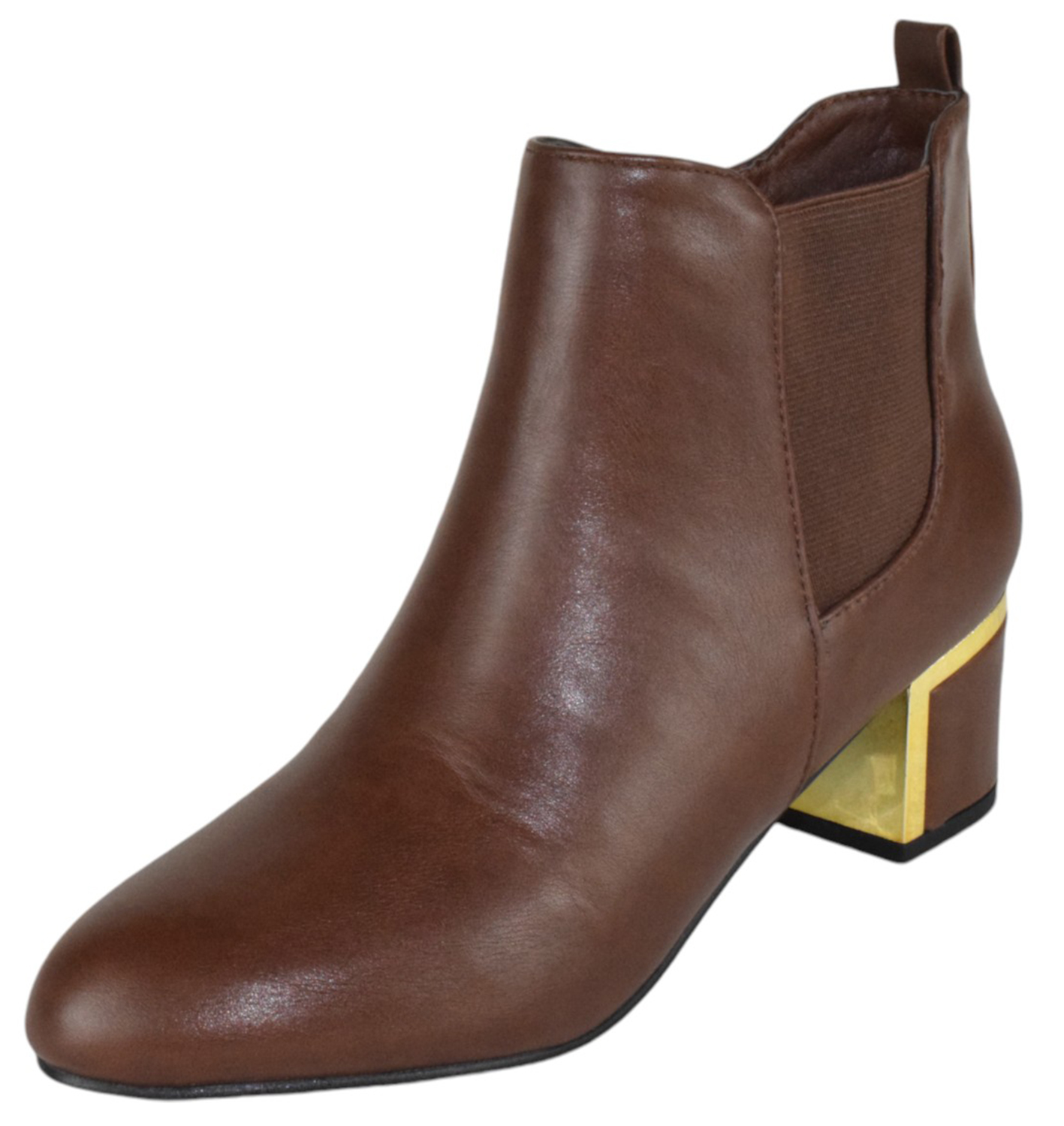 Forever Women Ankle Boots Medium Block Heels Side Zipper elastic ...