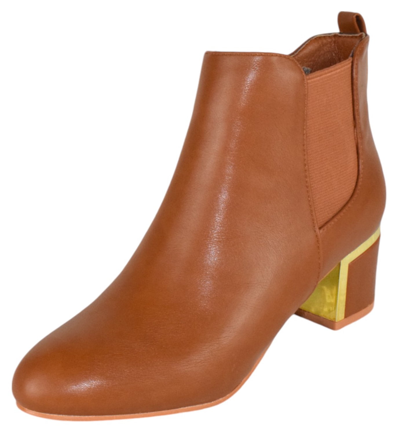 Forever Women Ankle Boots Medium Block Heels Side Zipper elastic ...