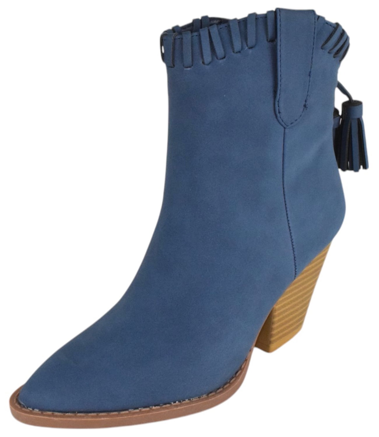 Forever Women Ankle Western Boots Stacked Block Heels Cowboy Booties ...