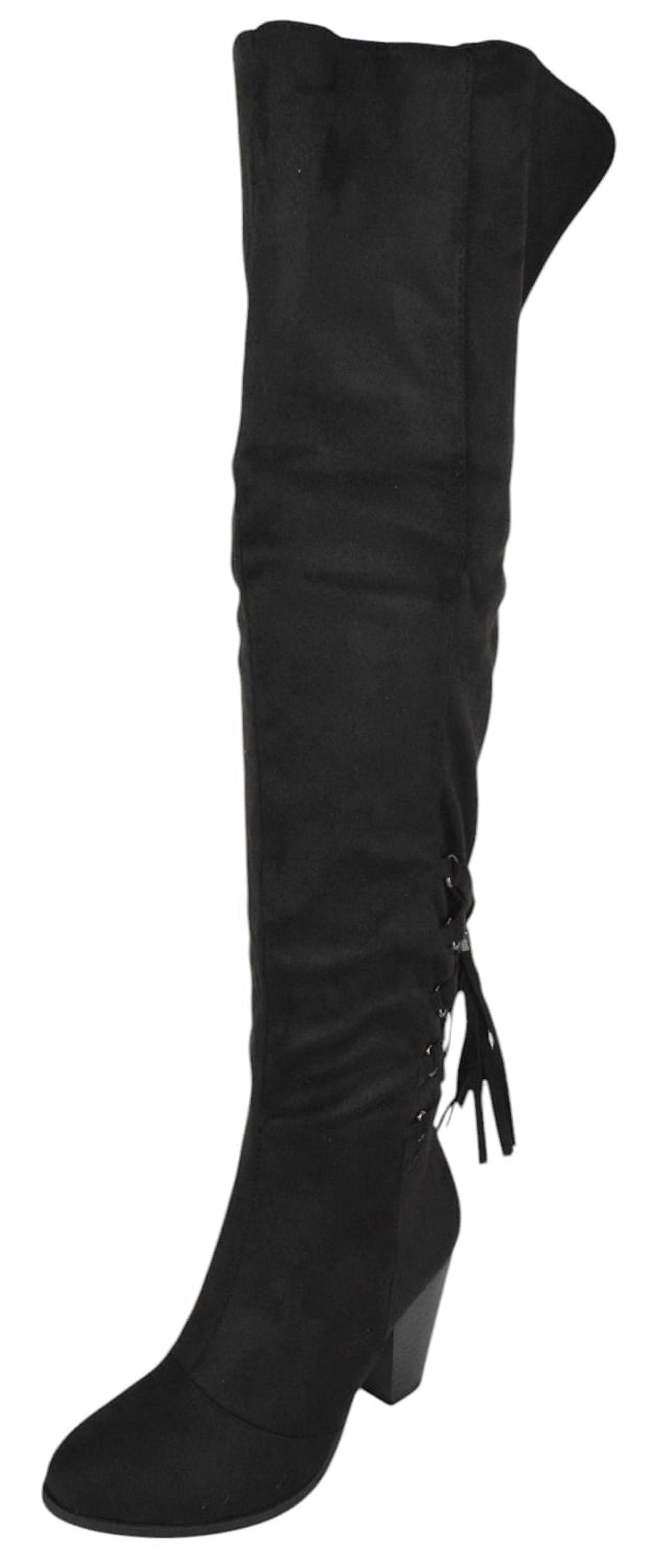 Forever Women Block Stacked High Heel Over the knee Thigh High Boots ...