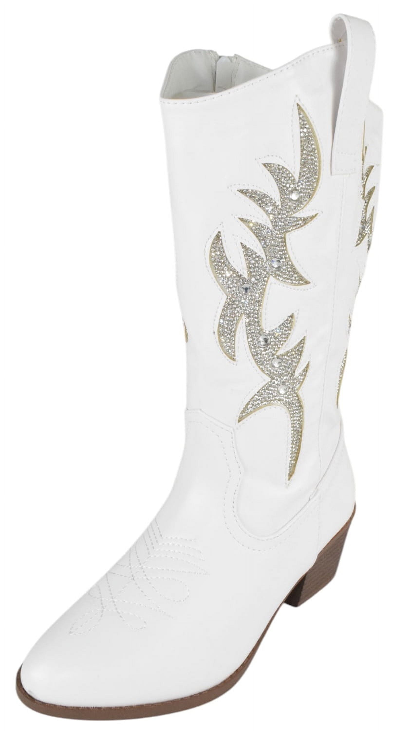 Forever Women Cowgirl Cowboy Western Stitched Mid Calf Boots Pointy Toe ...