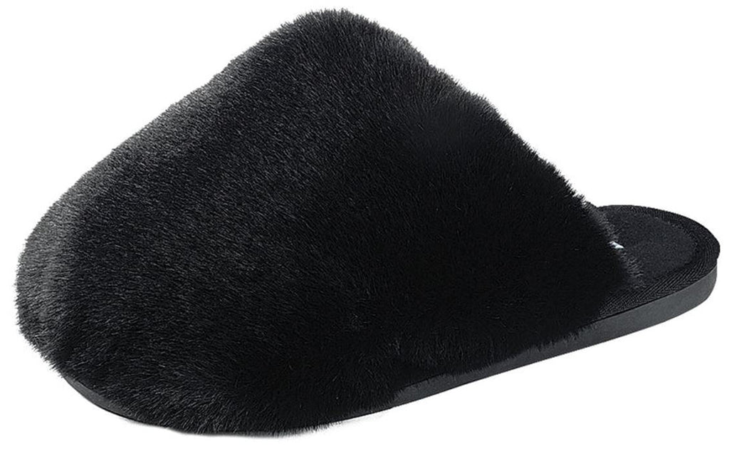 Forever Women Faux Fur Slip-On Cozy Slippers Extra Fluffy Soft Plush ...