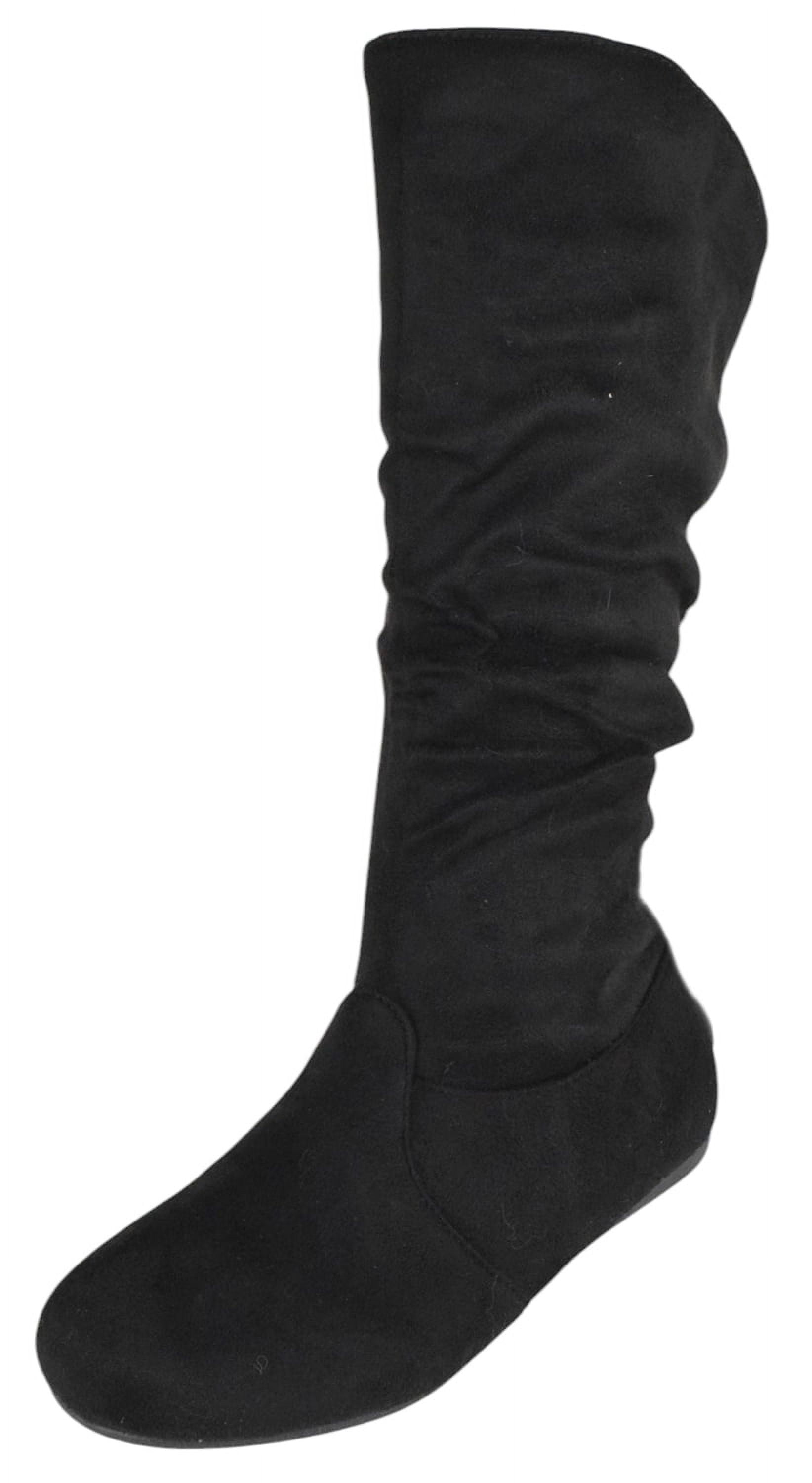 Forever Women Flat Heel Slouchy Mid-Calf Basic Light Weight Boots Side ...