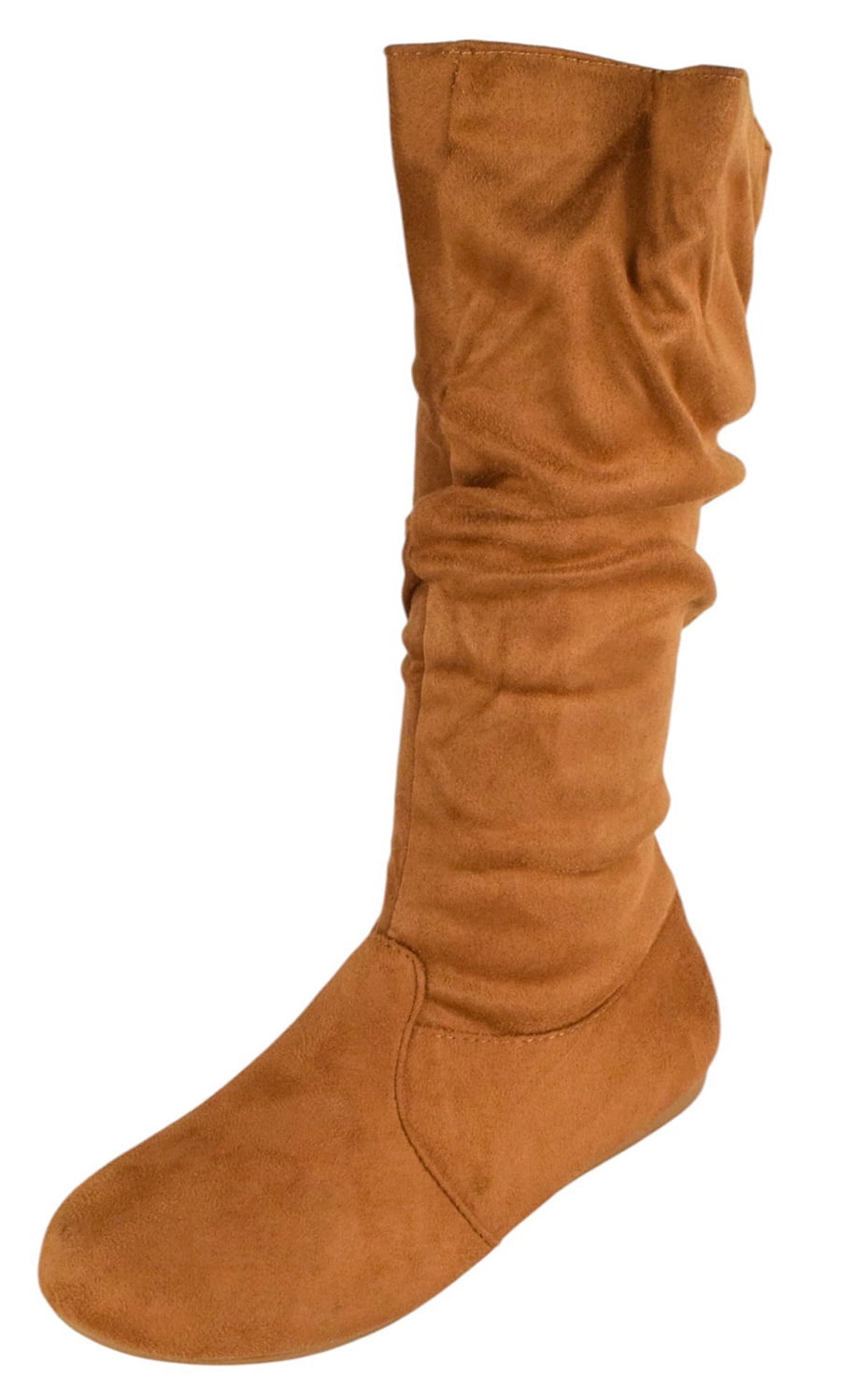 Forever Women Flat Heel Slouchy Mid-Calf Basic Light Weight Boots Side ...