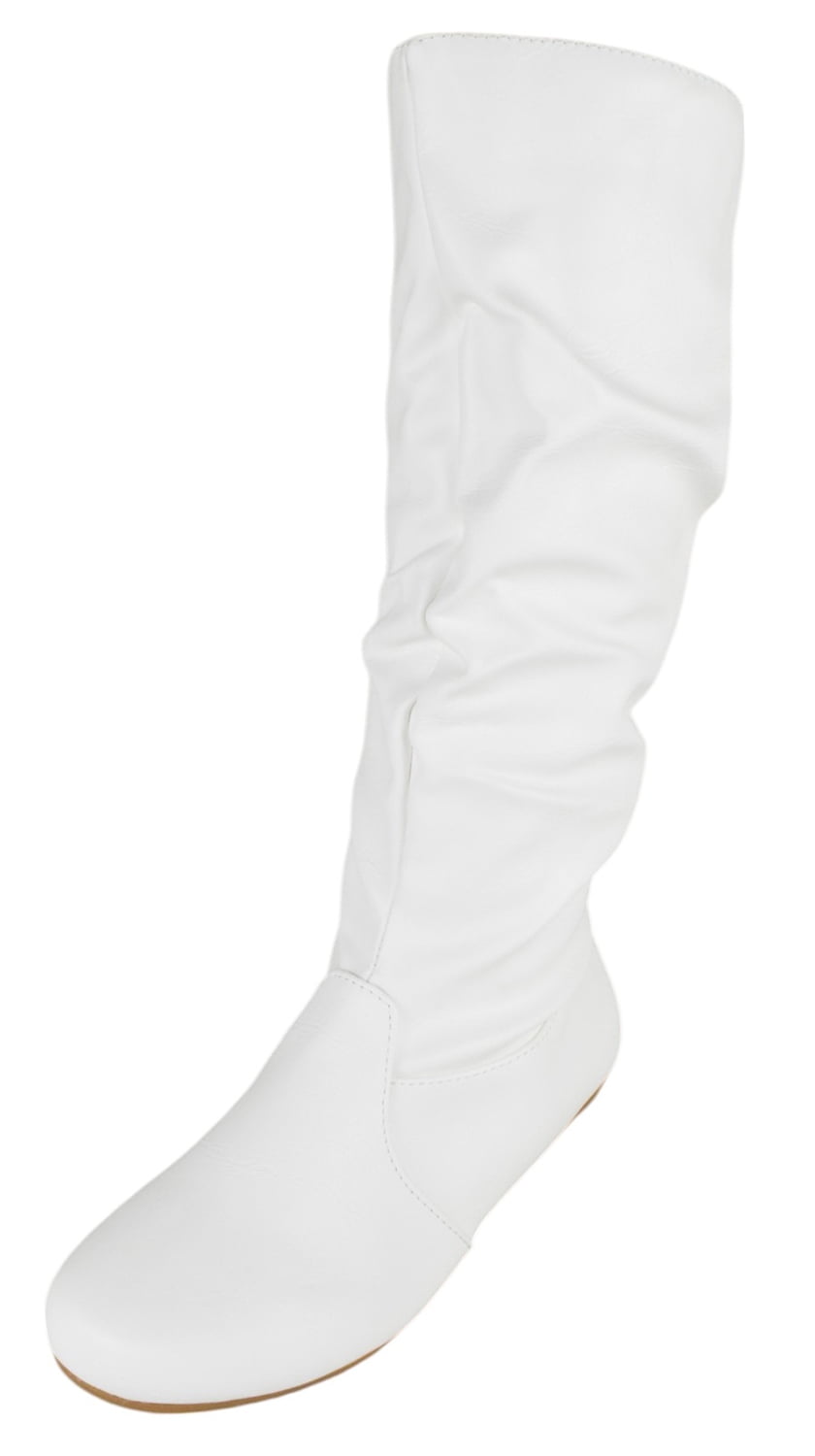 Forever Women Flat Heel Slouchy Mid-Calf Basic Light Weight Boots Side ...