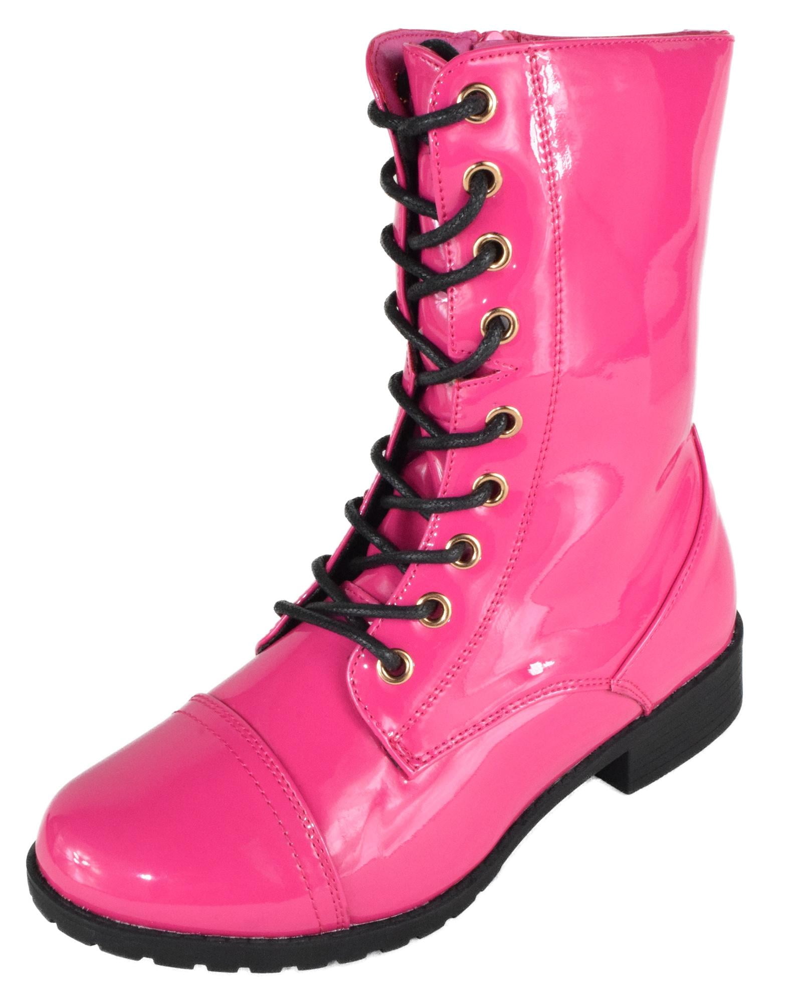 Forever Women Shoes Combat Army Style Boots Lace Up Side Zipper Booties ...