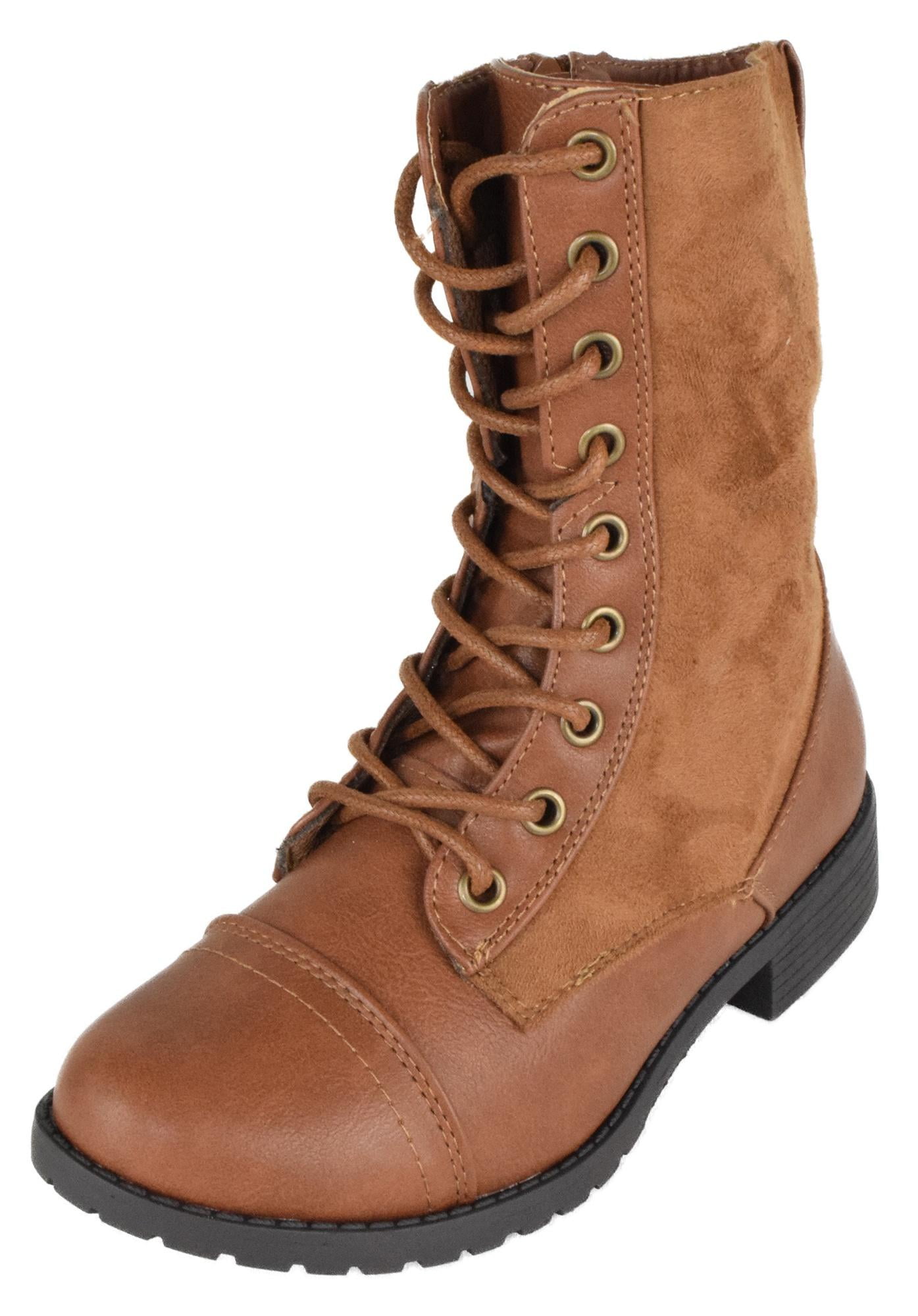 Forever Women Shoes Combat Army Style Boots Lace Up Side Zipper Booties ...