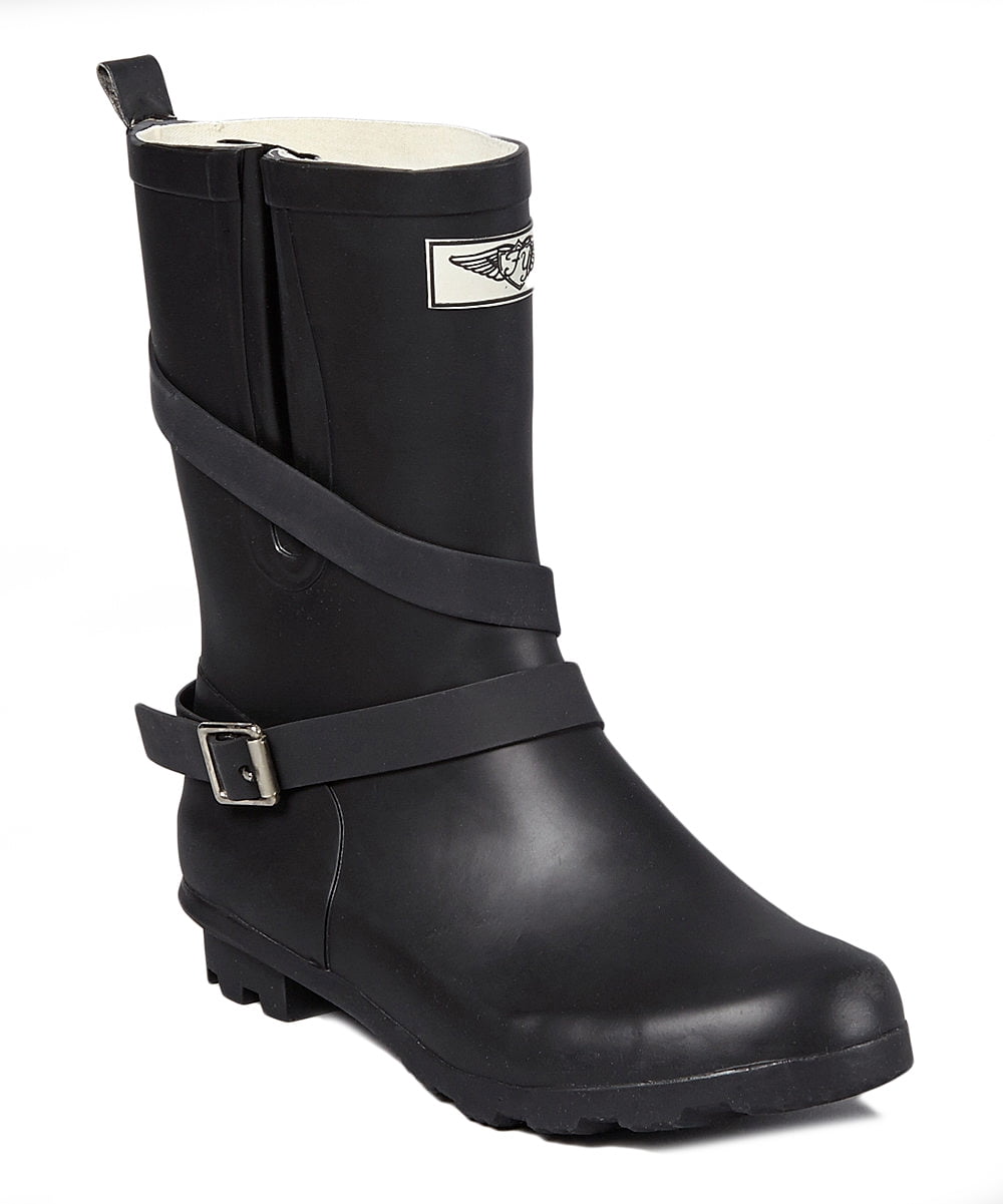 Forever Young Women's Mid Calf Rubber Rain Boot with Faux Fur - Walmart.com