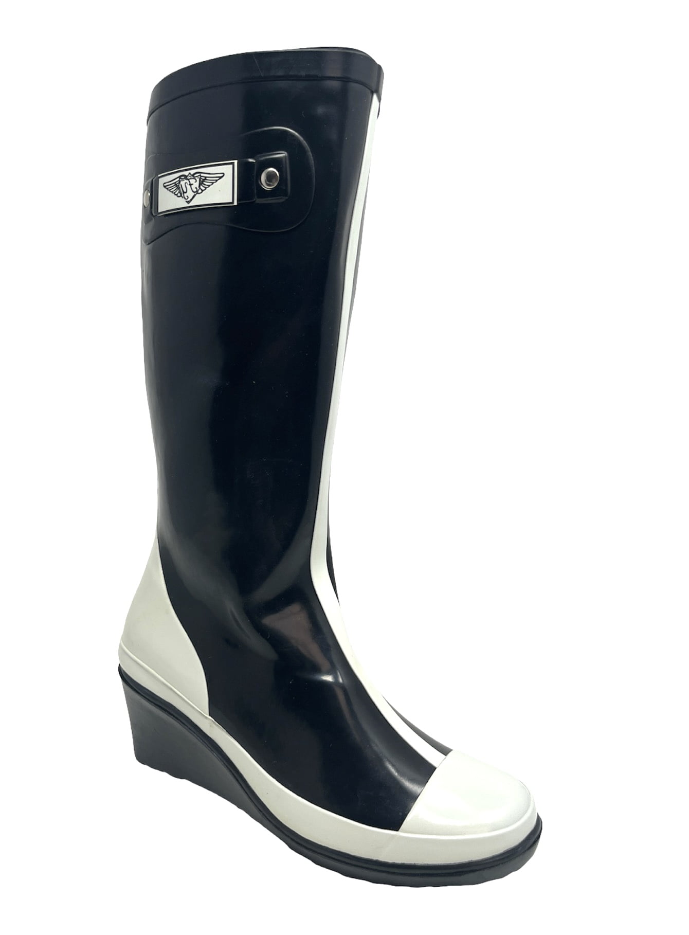 Forever Young Women's Tall Wedge Rain Boots with Mock Zipper - Walmart.com