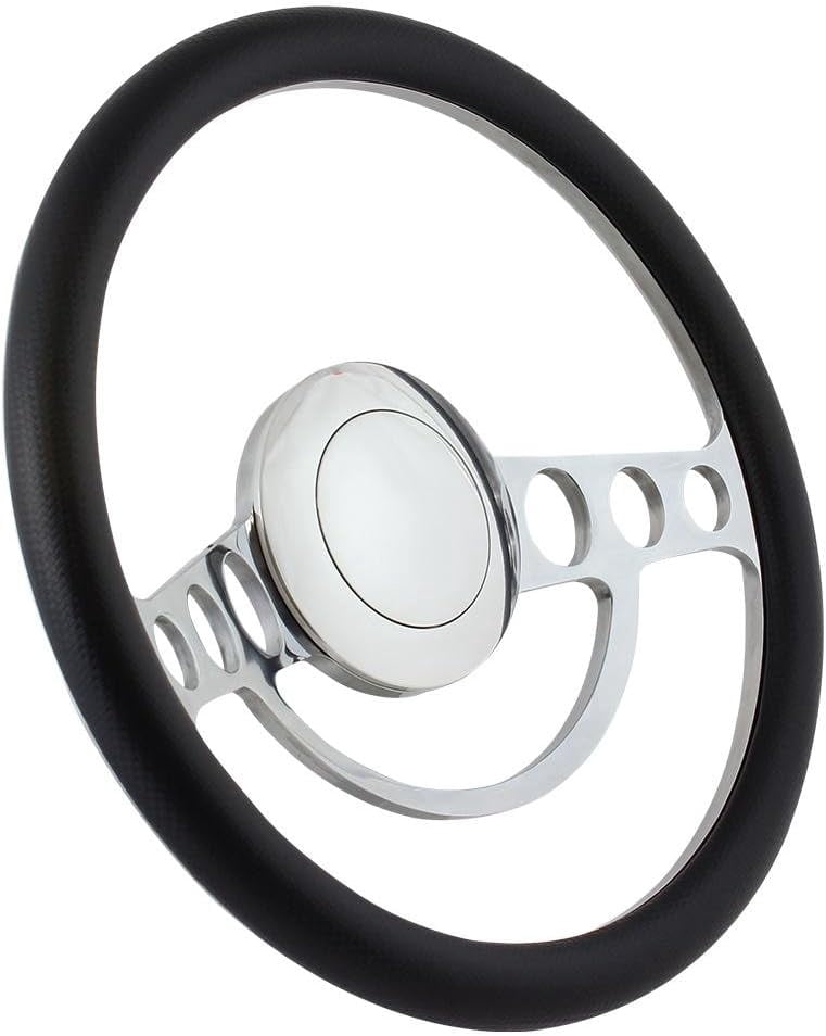 ForeverSharp 14 Inch Polished (9 Hole) Classic Steering Wheel Carbon ...