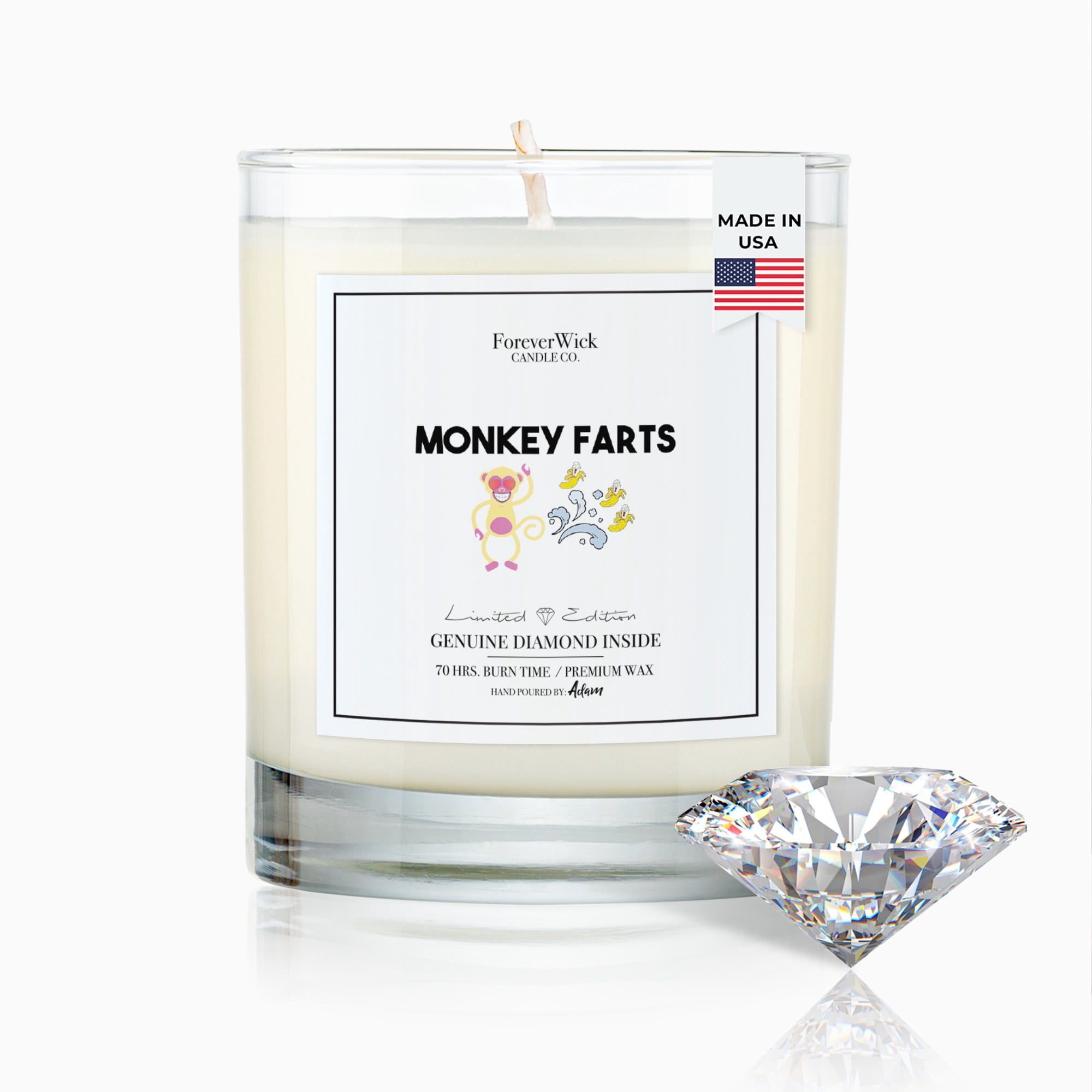 ForeverWick 14 Oz Monkey Farts Scented Soy Wax Candle with Diamond ...
