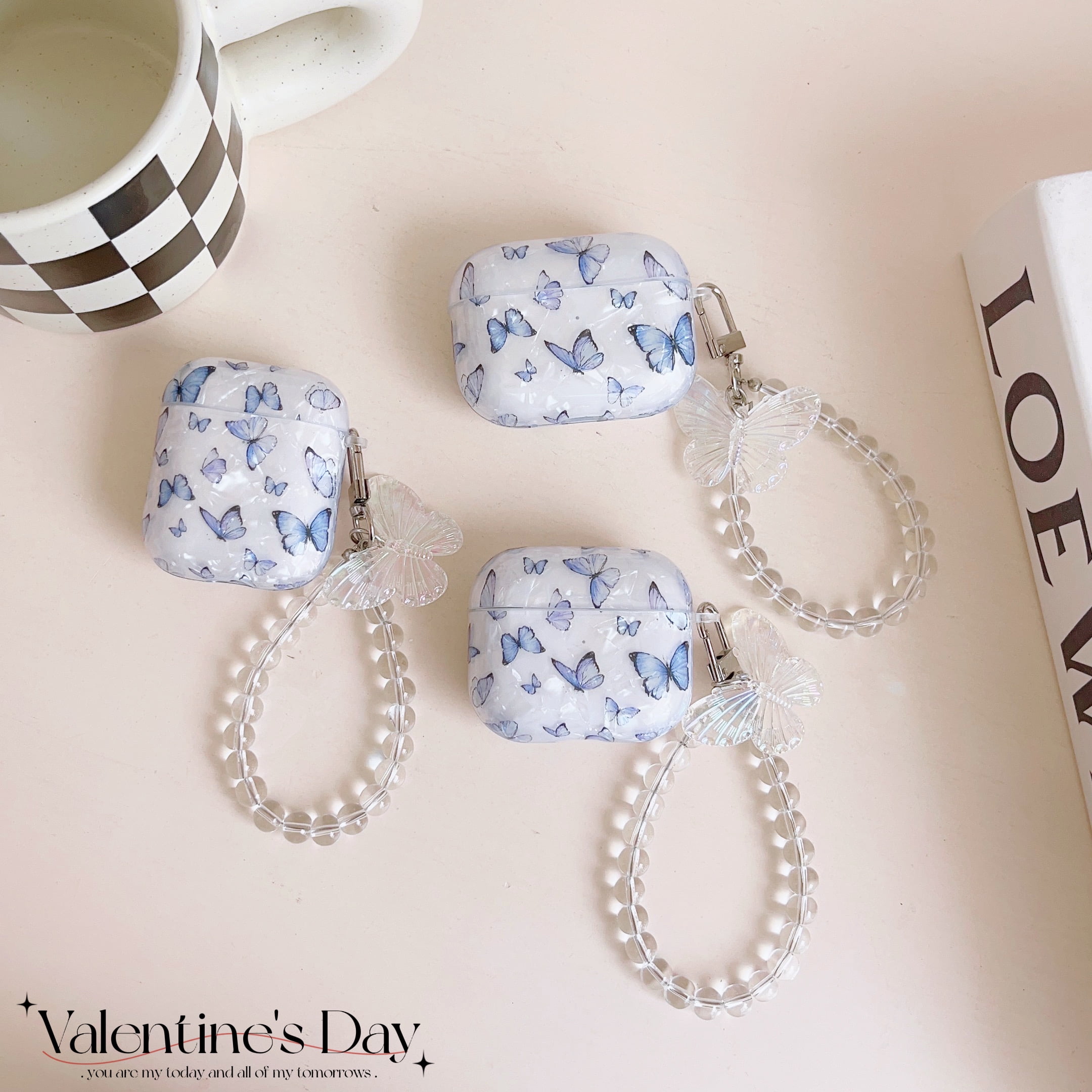 Foreverrich Blue Butterfly Shell Patterned Case For Apple Airpods Pro 1st 2nd 3rd Generation ...