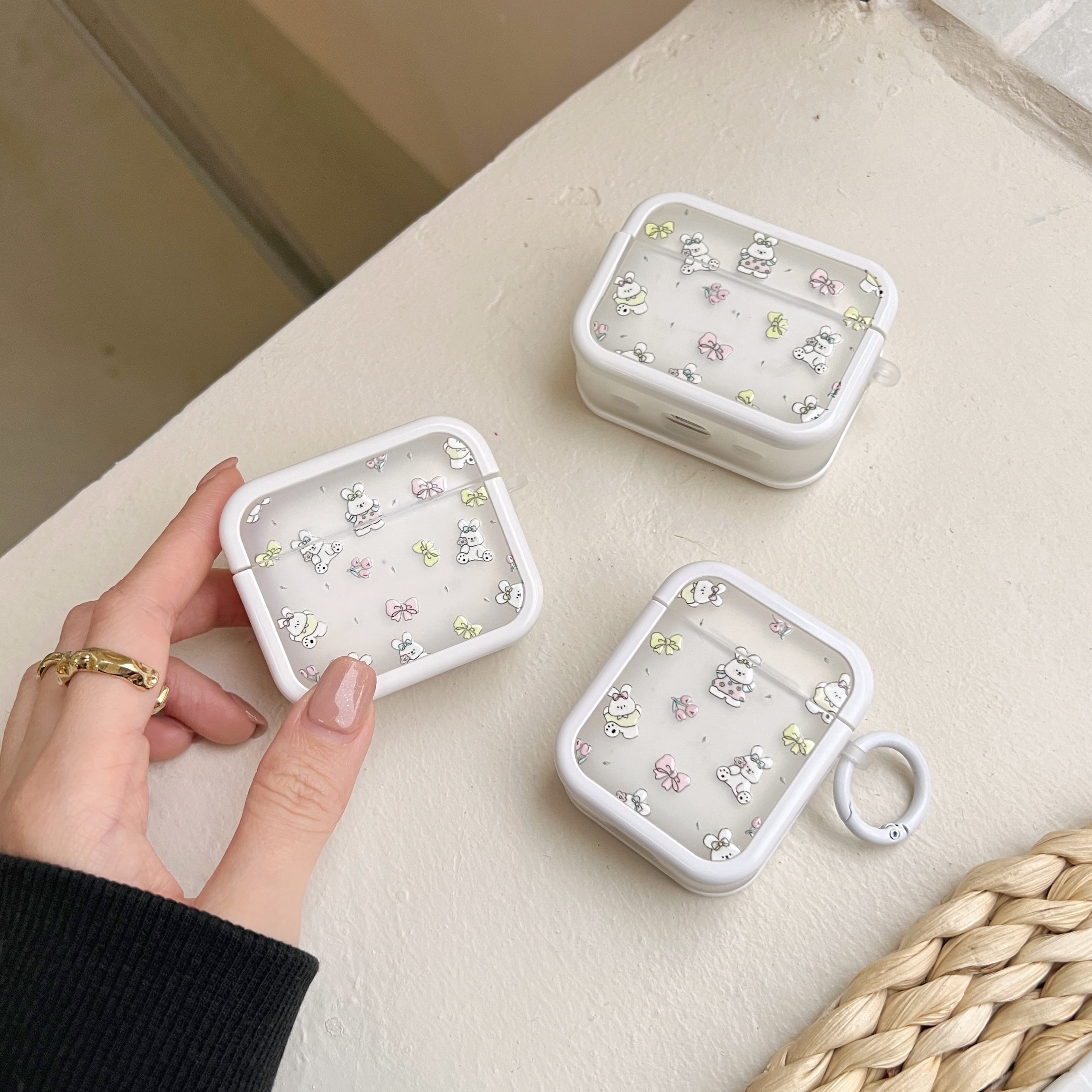 Foreverrich Cartoon Rabbit Bow Patterned Case Cover For Apple Airpods Pro 1st 2nd 3rd Generation ...