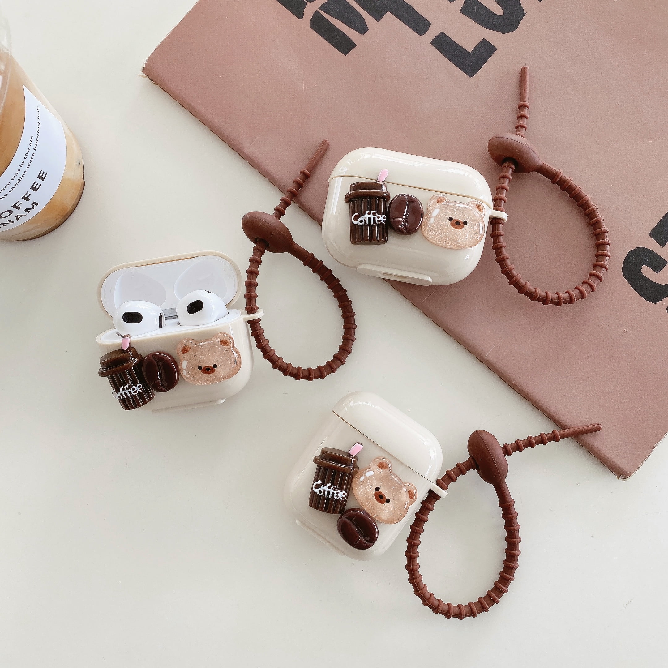 Foreverrich Coffee Bear Cute Design Earphones Case For Apple Airpods Pro 1st 2nd 3rd Generation ...
