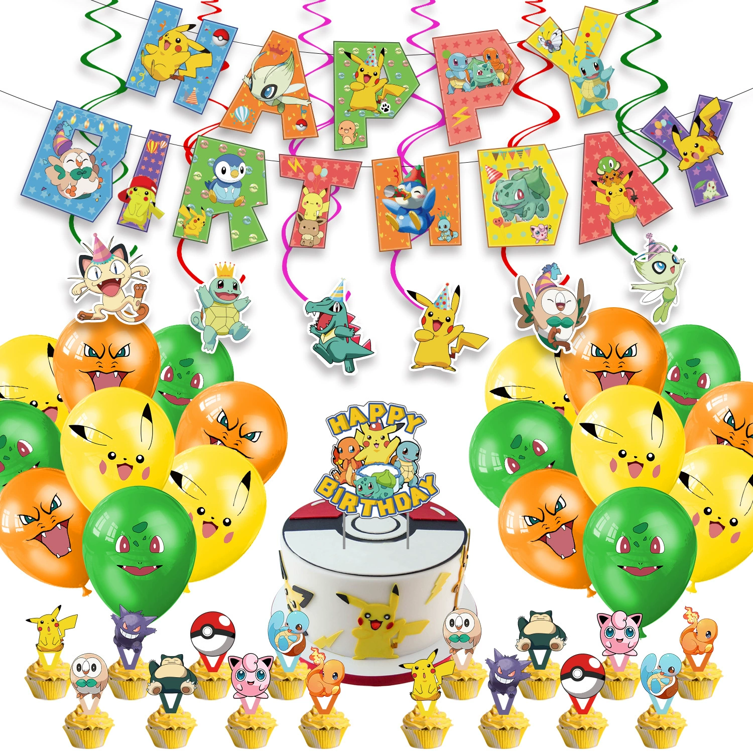 Forfamy 101 Pcs Pokemon Birthday Party Supplies and Decorations ...