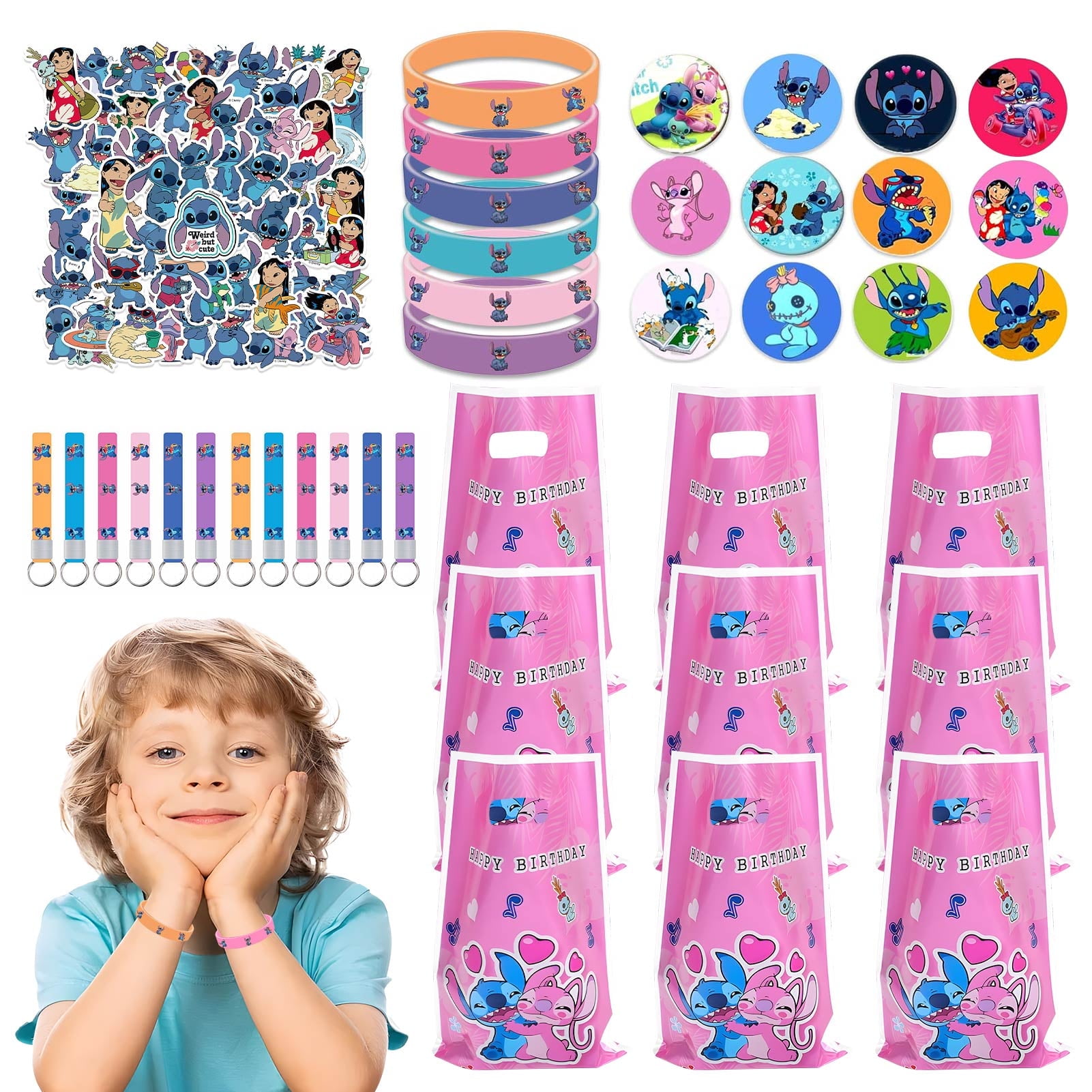 Forfamy 106 Packs Stitch Party Favors, Stitch Party Decorations,Cartoon ...